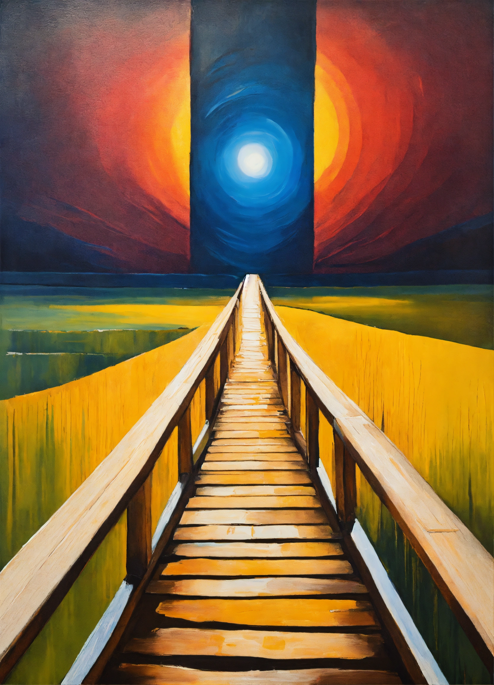 Lexica - Minimalist and abstract oil painting of path illuminated by ...
