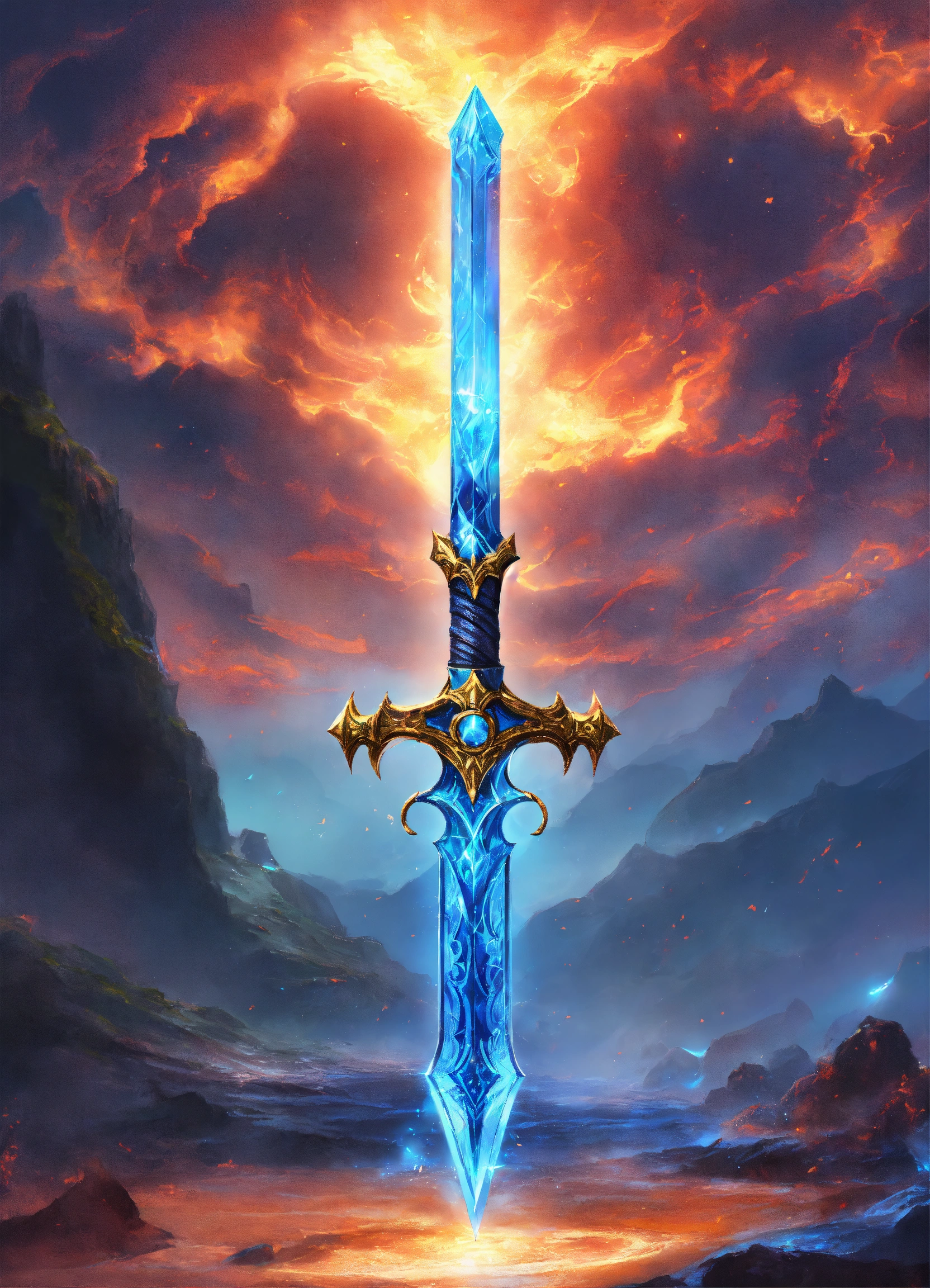 Lexica - An astral sword with a blade made of azure flames