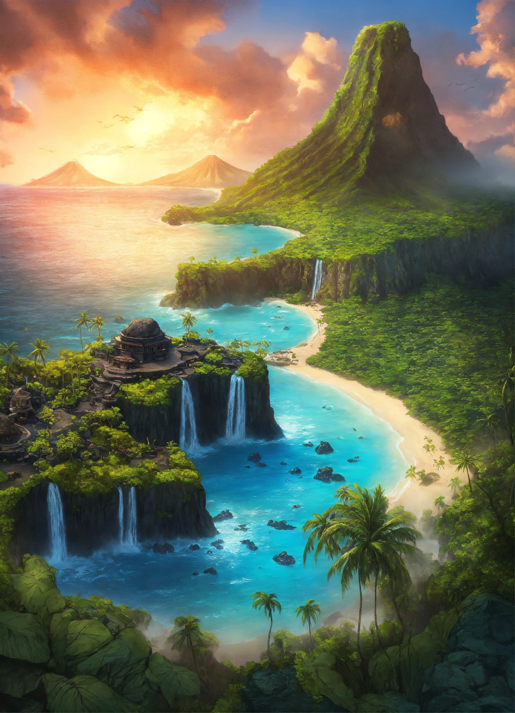 Lexica - A fantasy map of a string of islands inspired by Hawaii with a ...