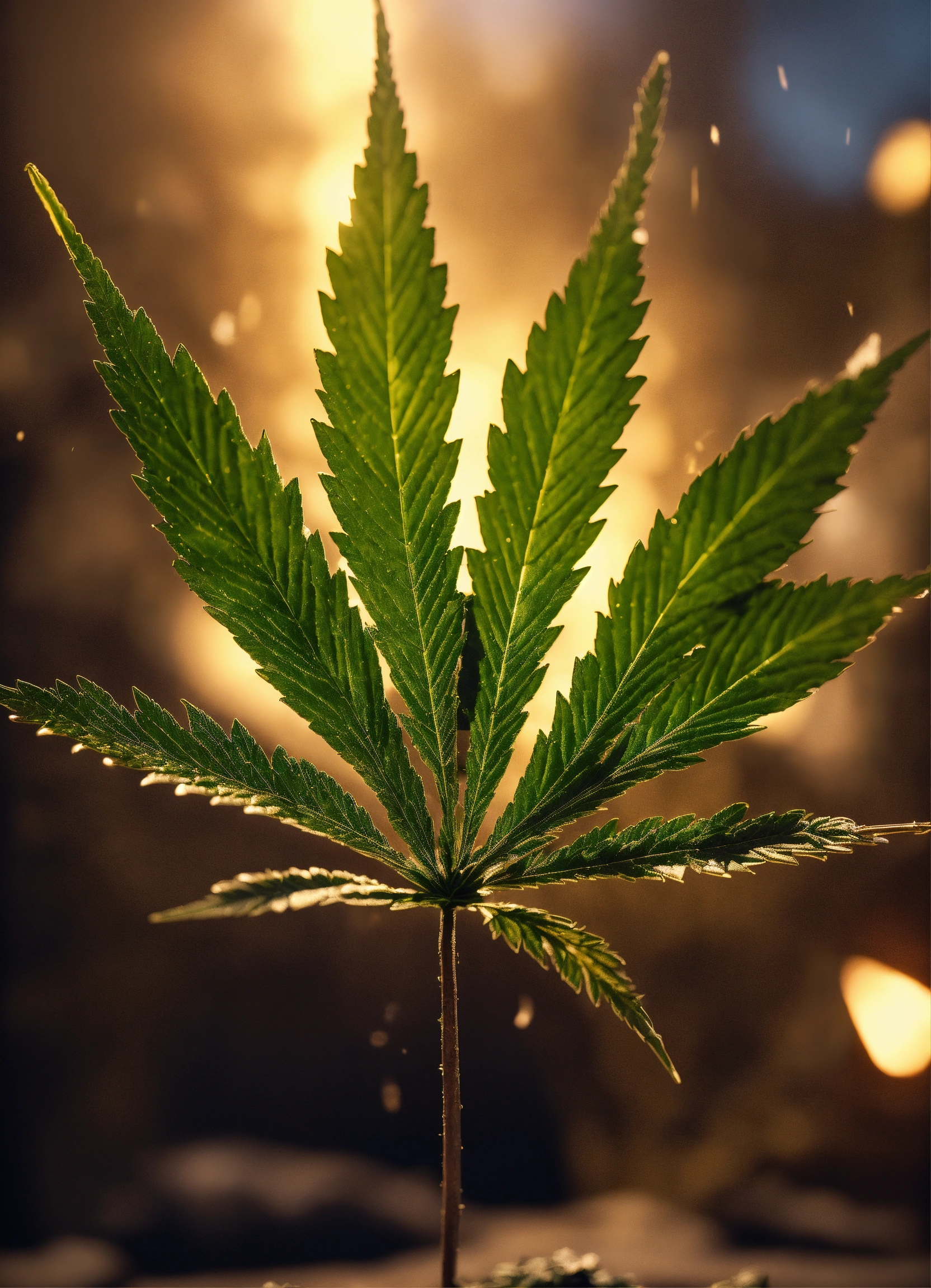 Lexica - A marijuana leaf comes towards the viewer, it’s holding a ...