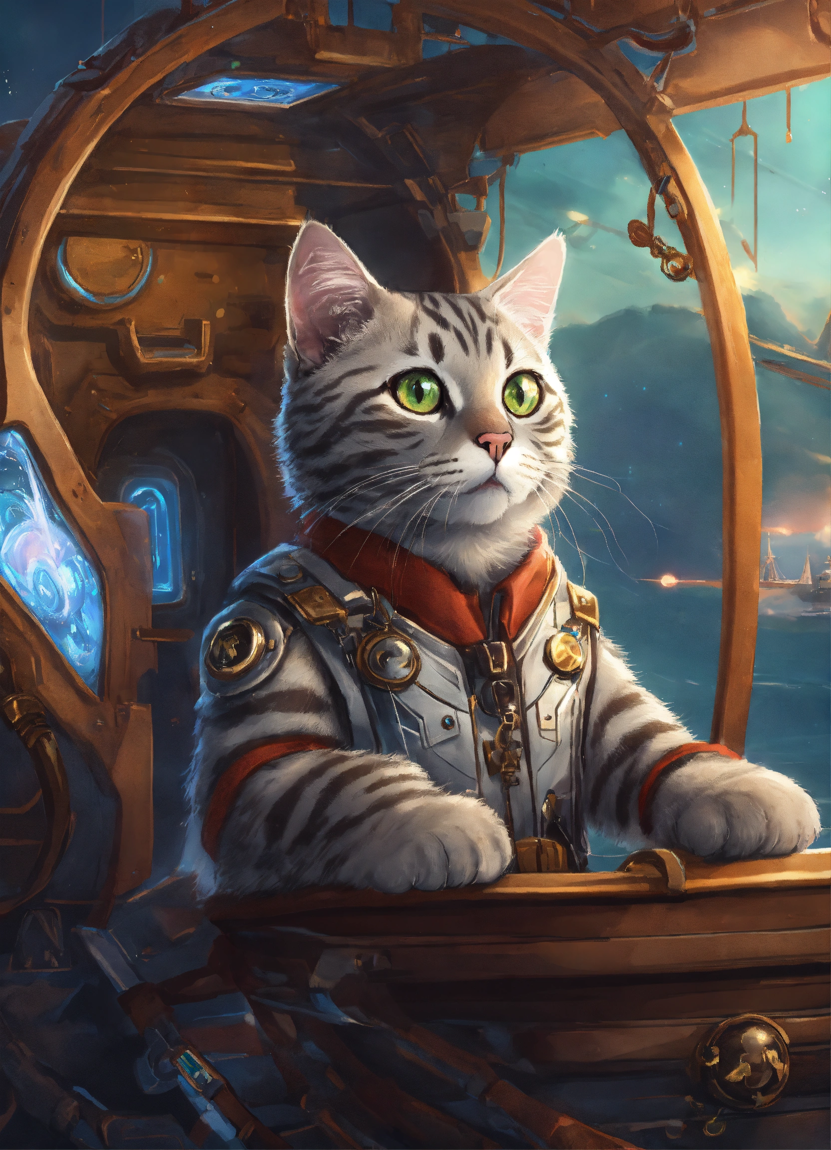 Lexica - An anthropomorphic grey tabby cat piloting an interdimensional ...