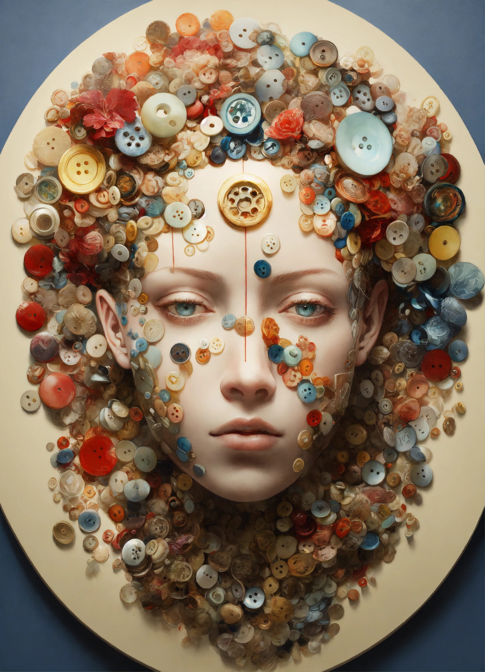 Lexica - The anatomy of a human head made of buttons and zipper, an ...