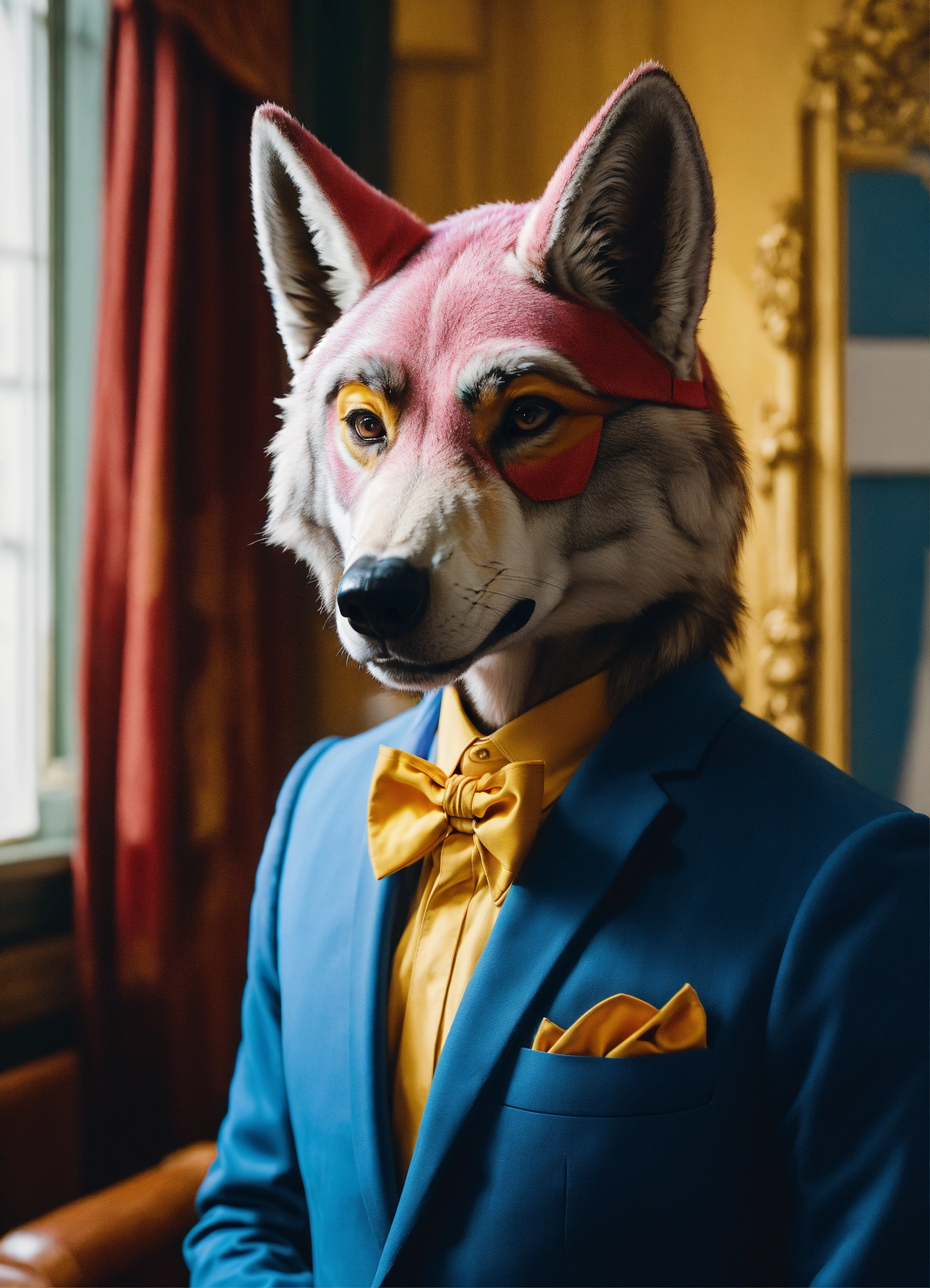 Lexica - Award - Winning Cinematic Still of wolf-Headed butler posing ...