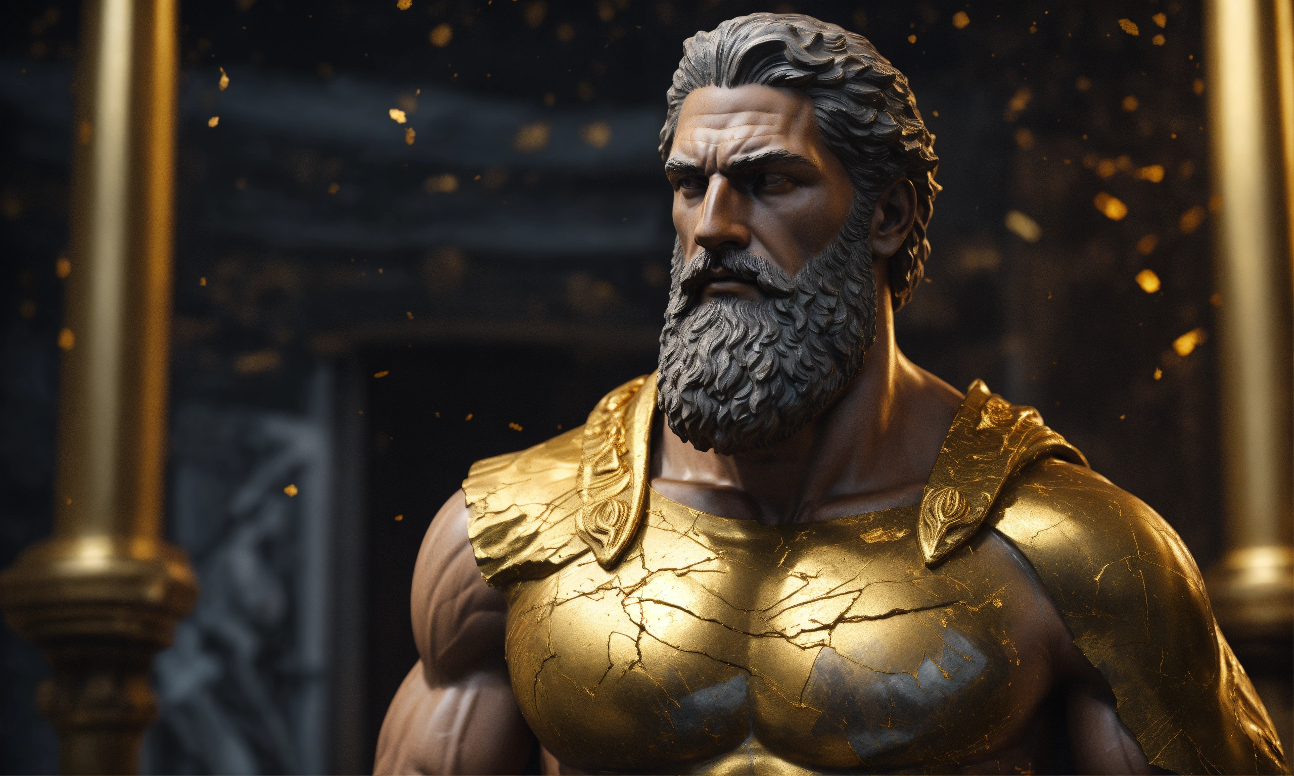 Lexica - A muscular statue of a strong Greek man with a beard and scars ...