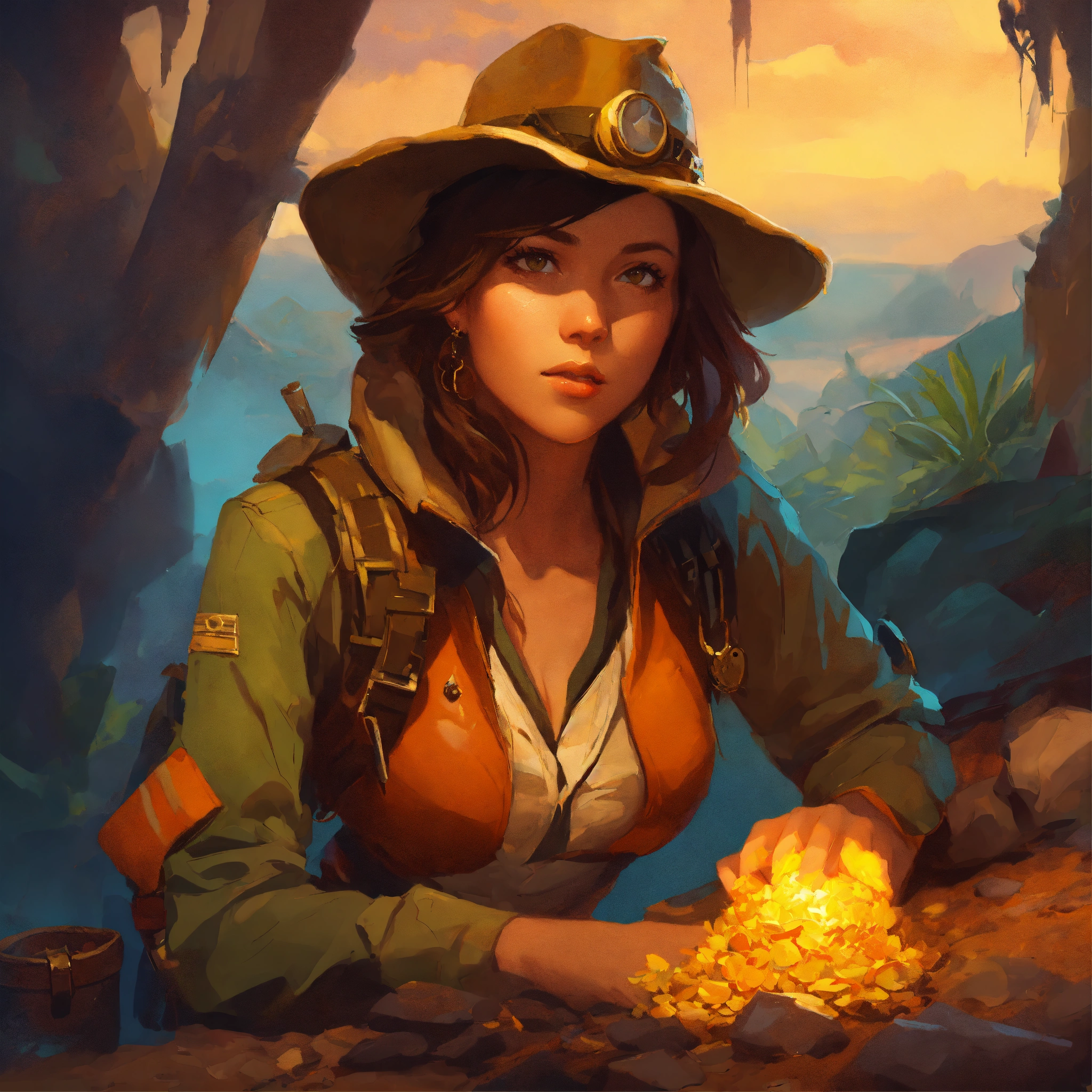 Lexica - Adventure explorer treasure hunter woman, oil paint, 2D ...