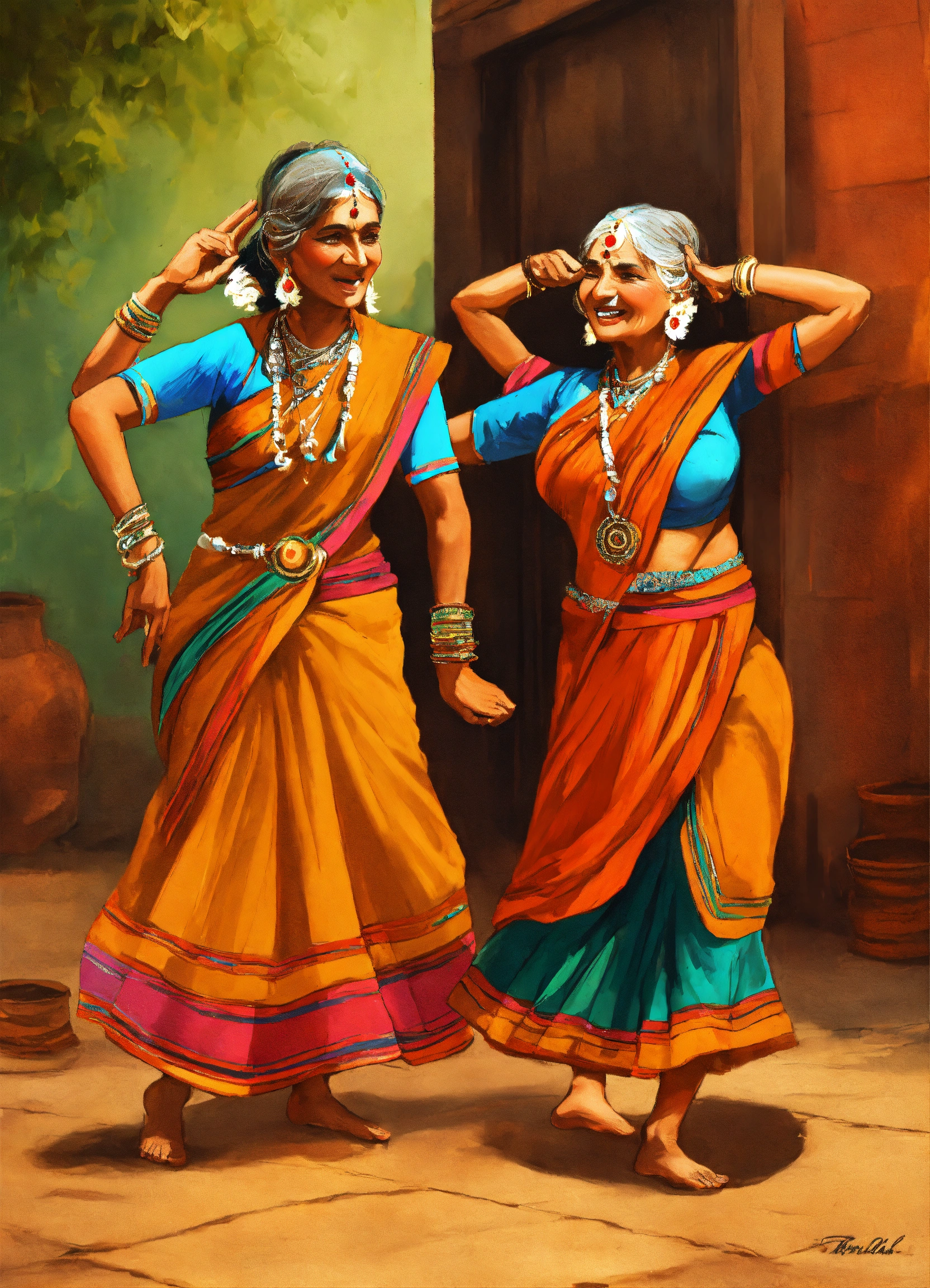 Lexica - Two old indian treditional women are doing very good dancing ...