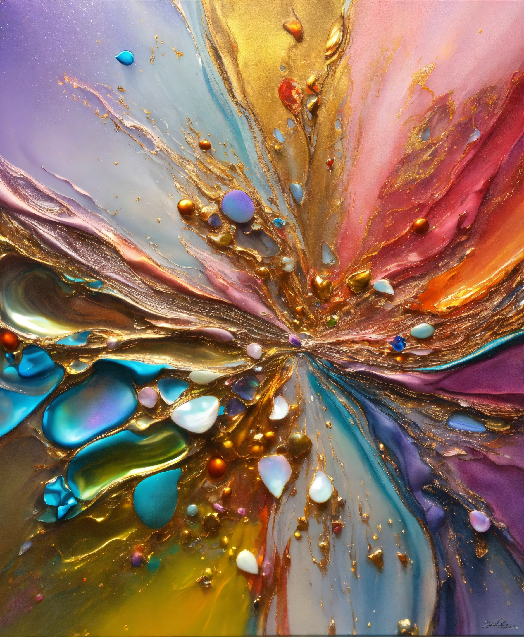Lexica - Colorful abstract painting oil and water complex complicated ...