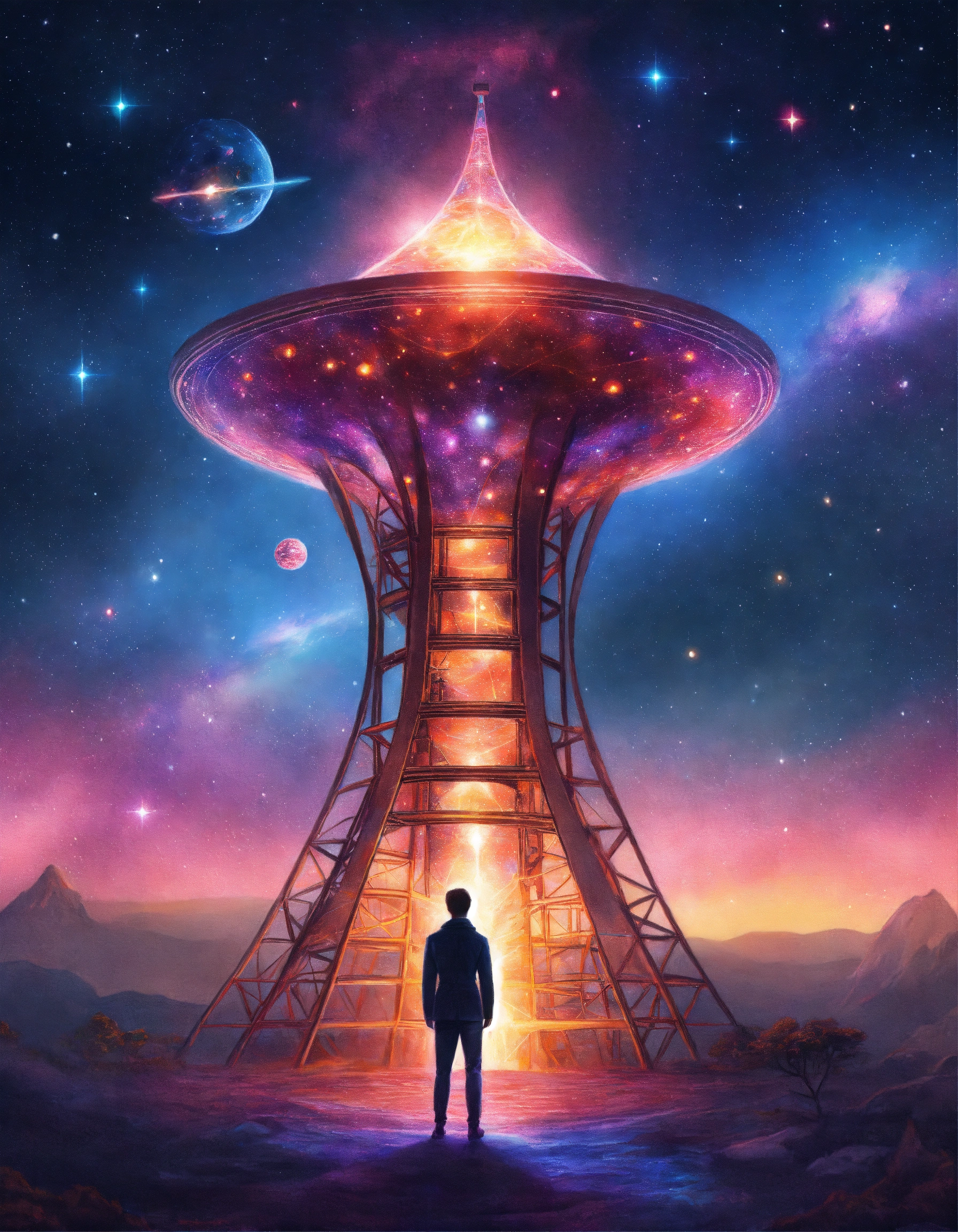 Lexica - Realistic colored pencil drawing of a cosmic illuminated ...