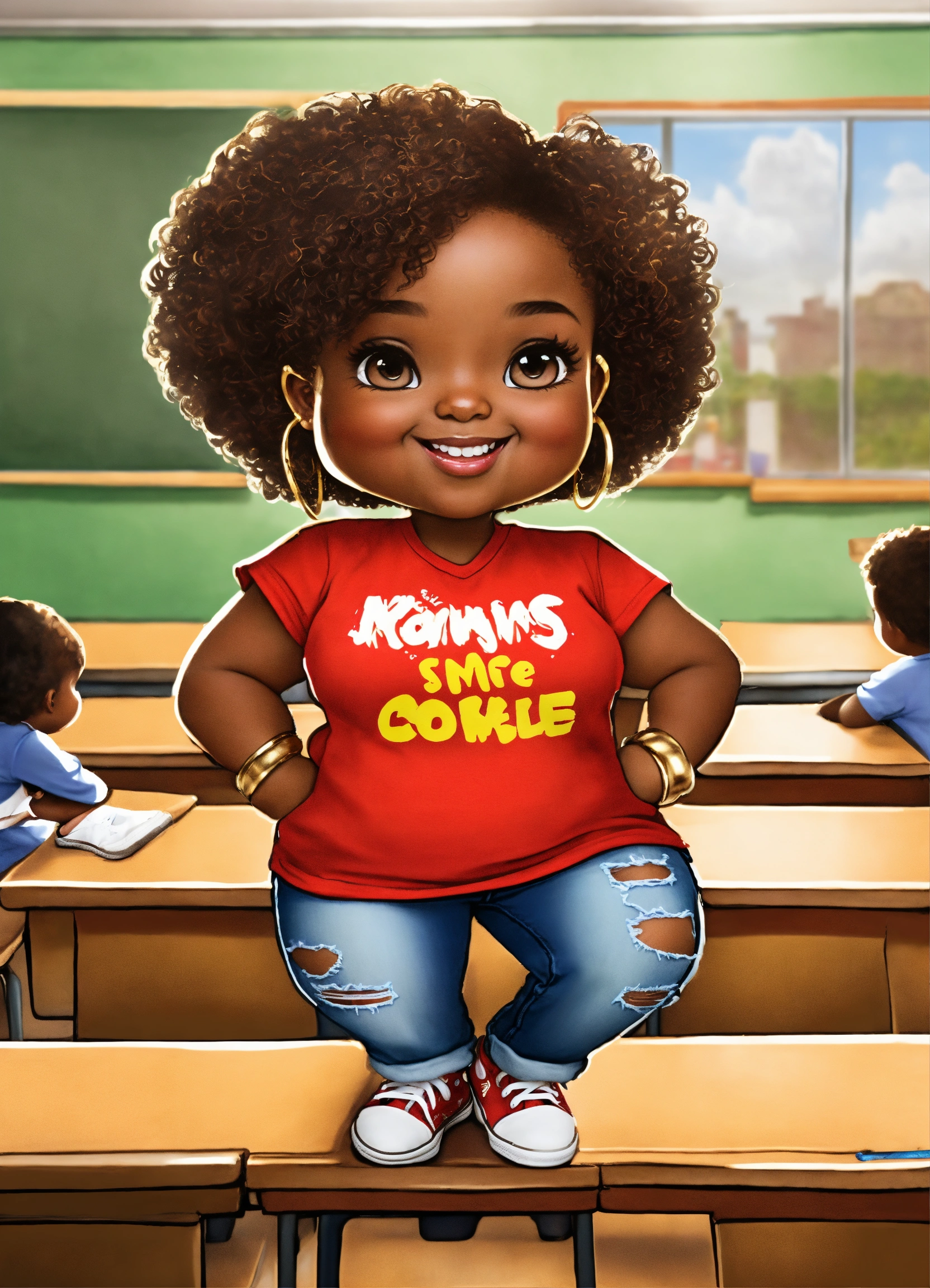 Lexica - Airbrush illustration of a plus size joyful African American ...