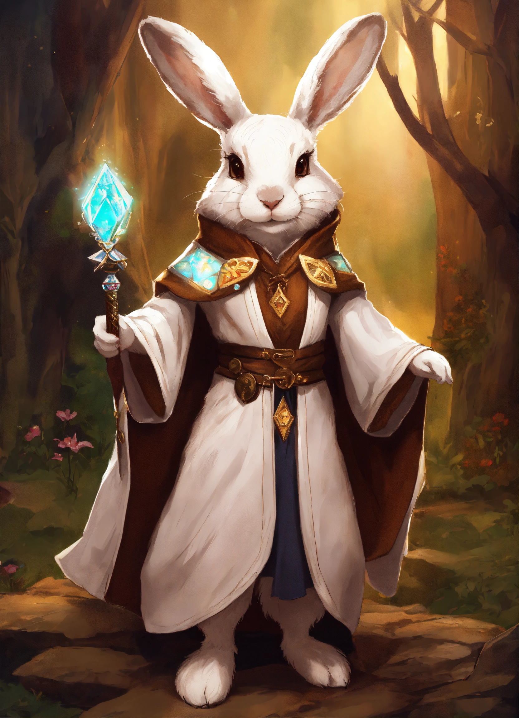 Lexica - Beautiful art, hare wizard, rabbit wizard, white robe, brown ...