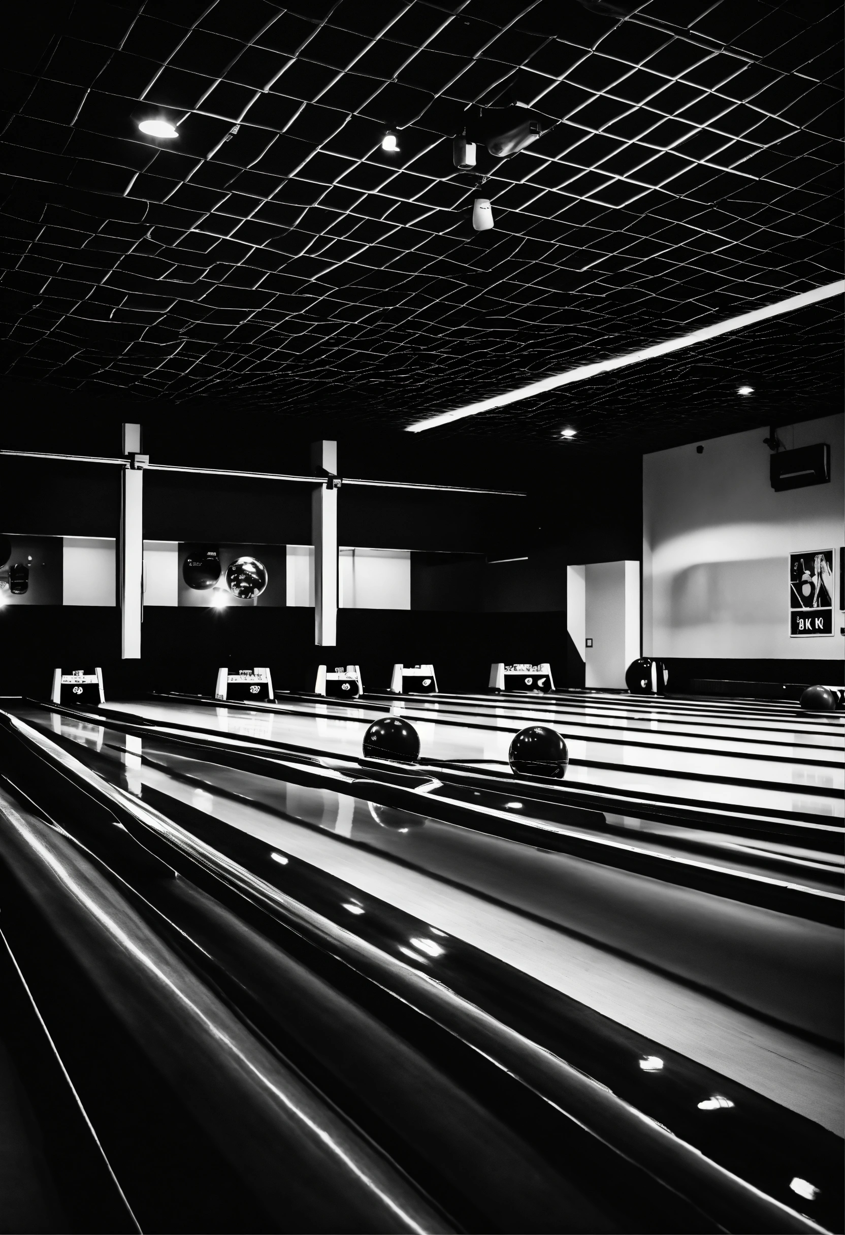 Lexica - DARK BLACK AND WHITE BOWLING ALLEY 8K