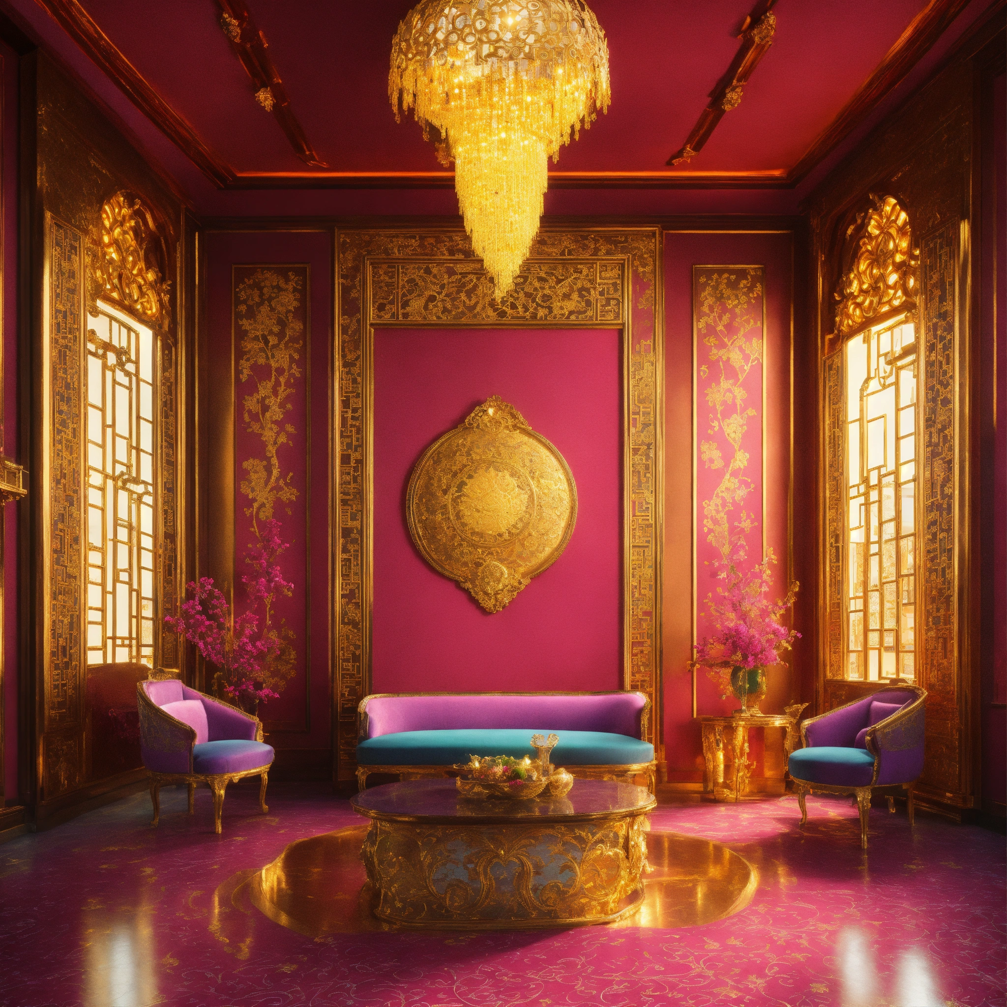 Lexica - Futuristic beautiful Chinese palace interior sitting room ...