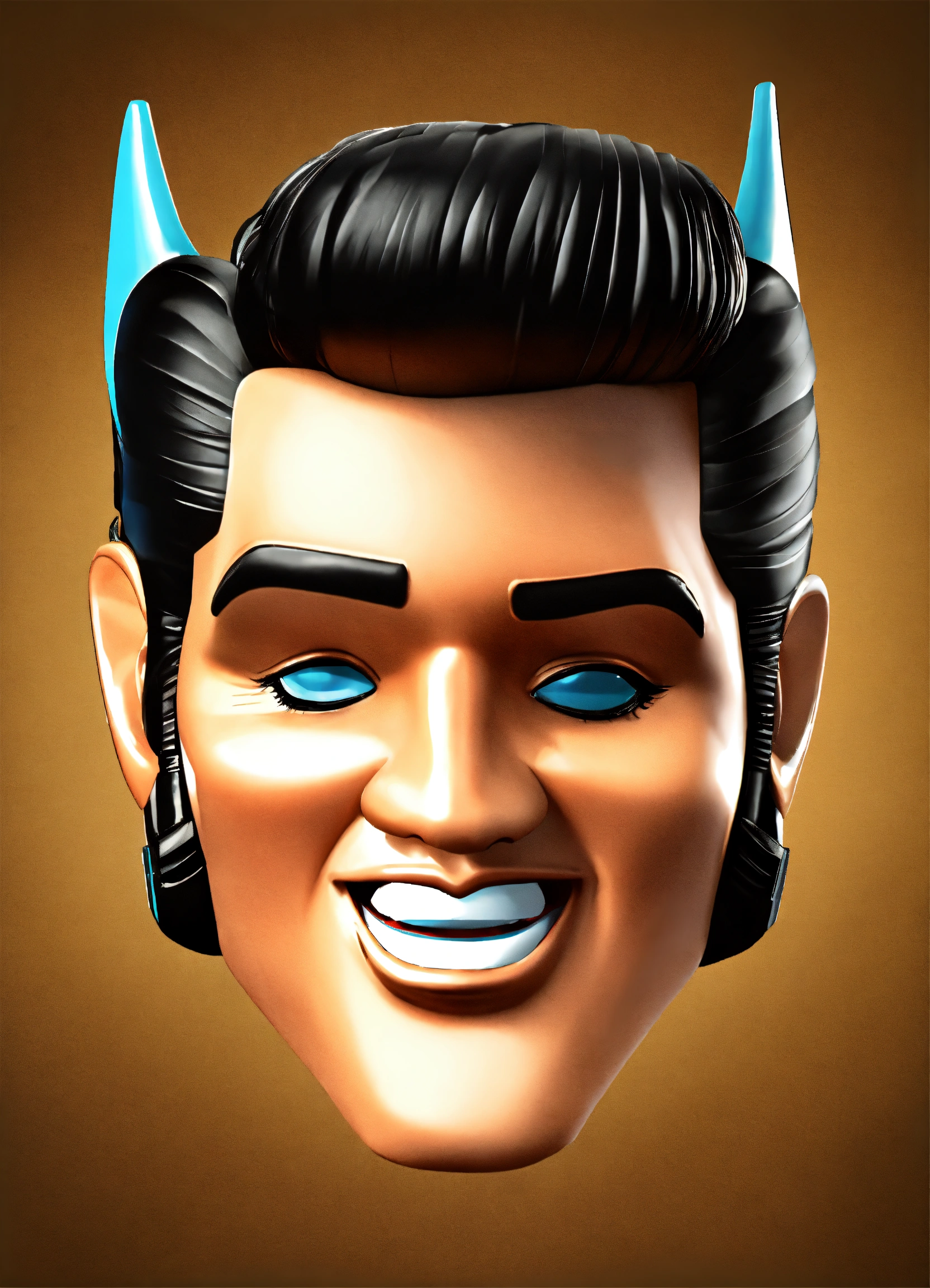 Lexica - Elvis presley 3d style cartoon primitive mascot face