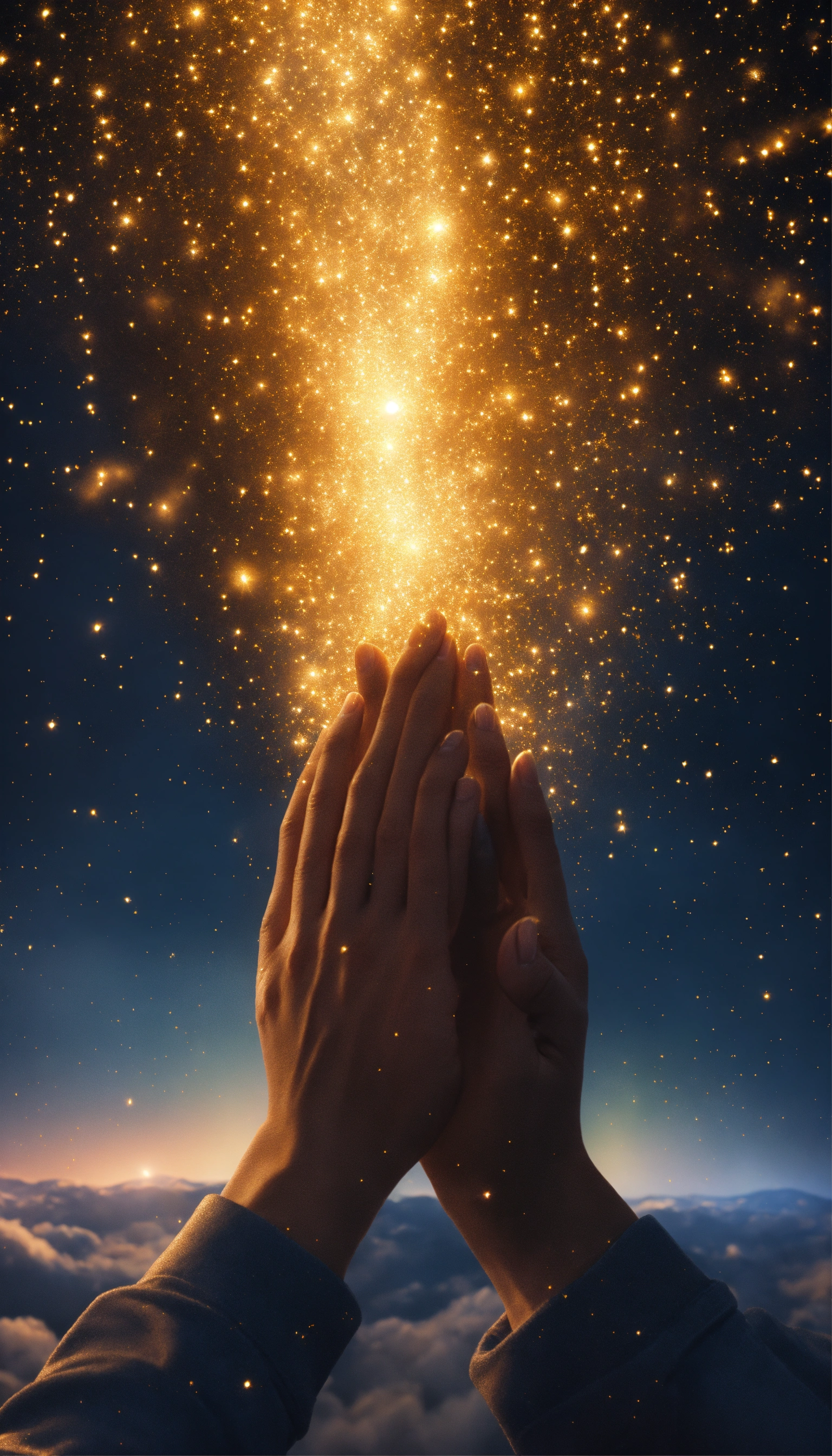 Lexica - Large, detailed and luminous hands of God emerging from a ...