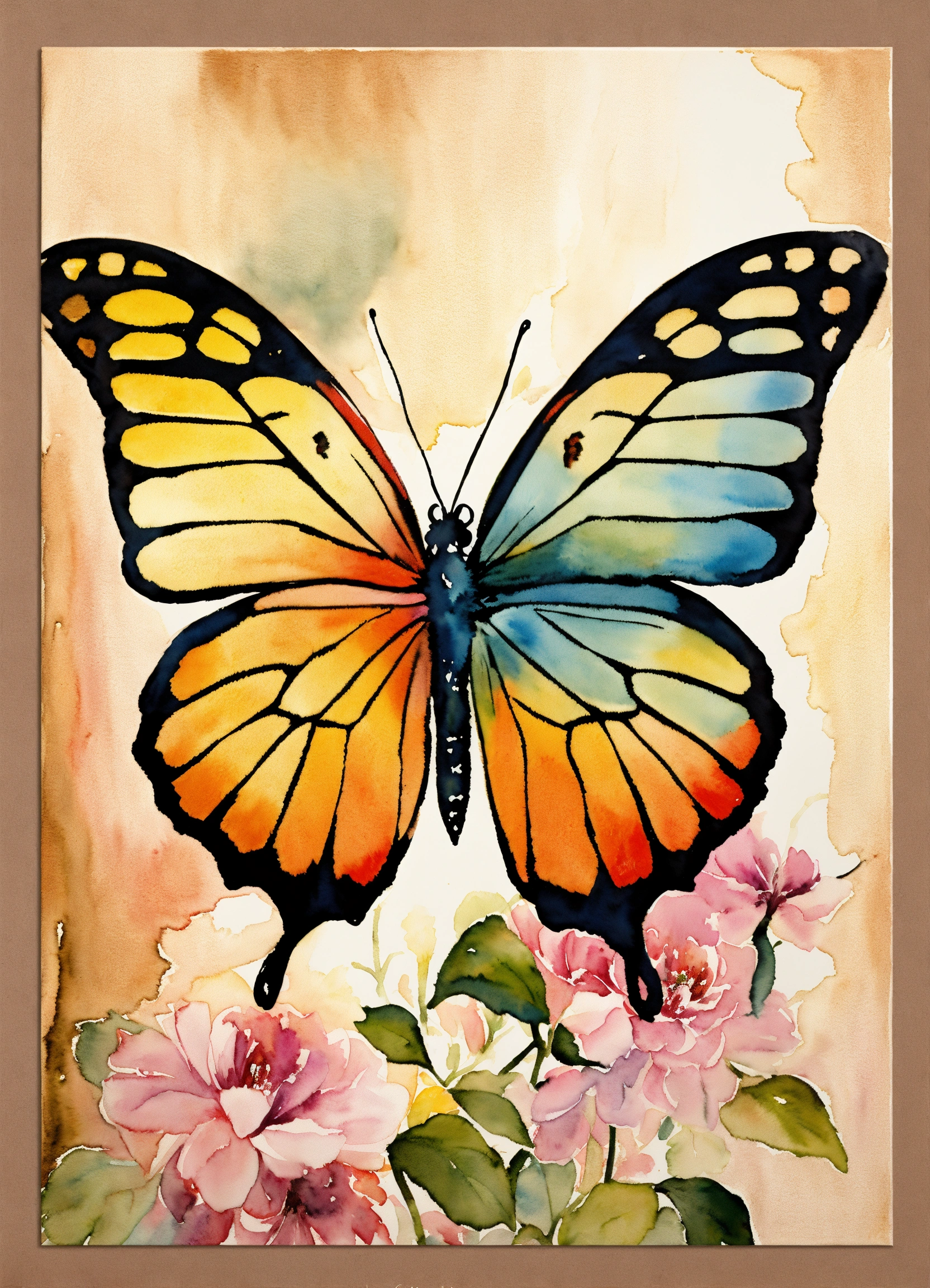Lexica - Huge shabby chic whimsical watercolor butterfly