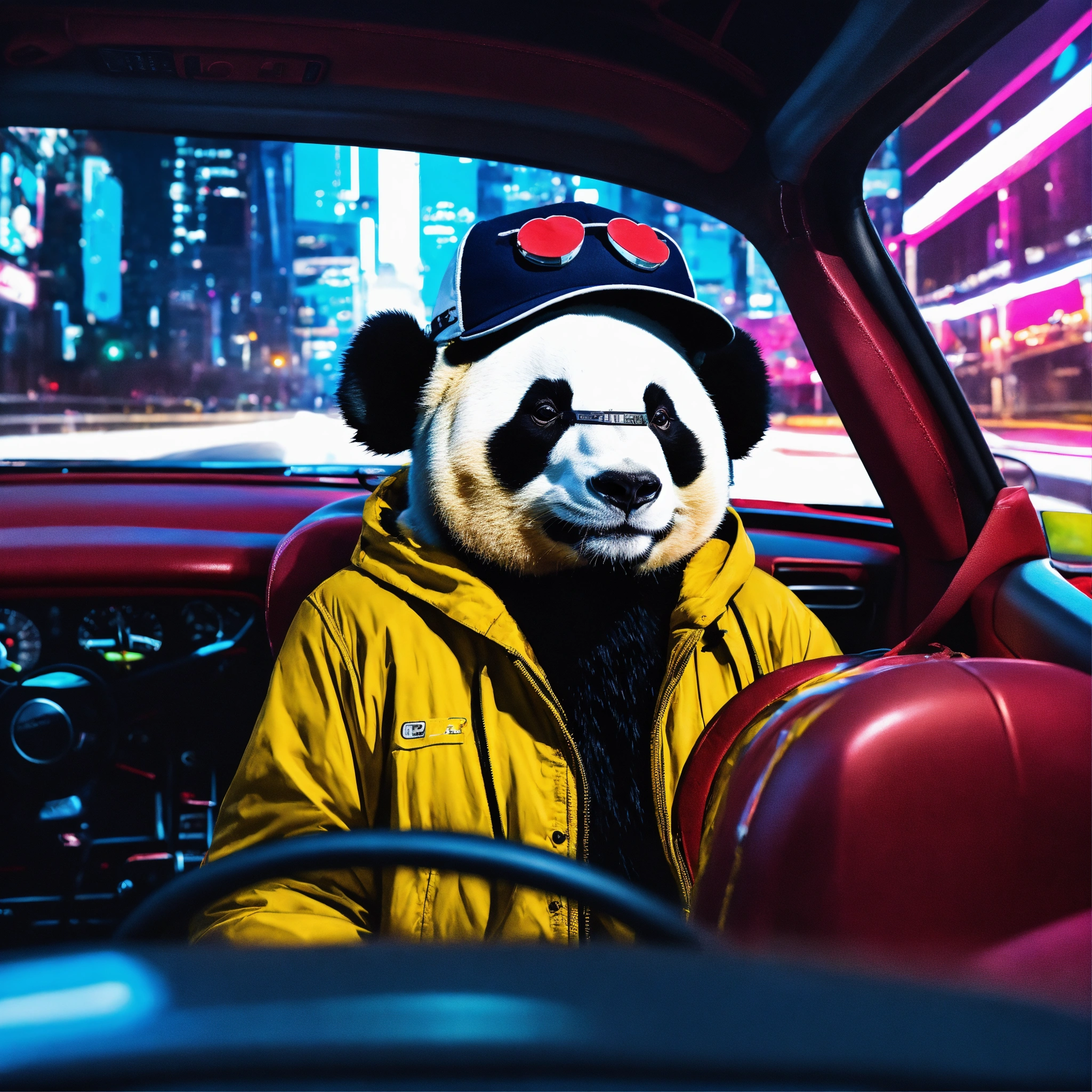 Lexica - Collage artwork of a panda with flow. Wear a baseball cap ...