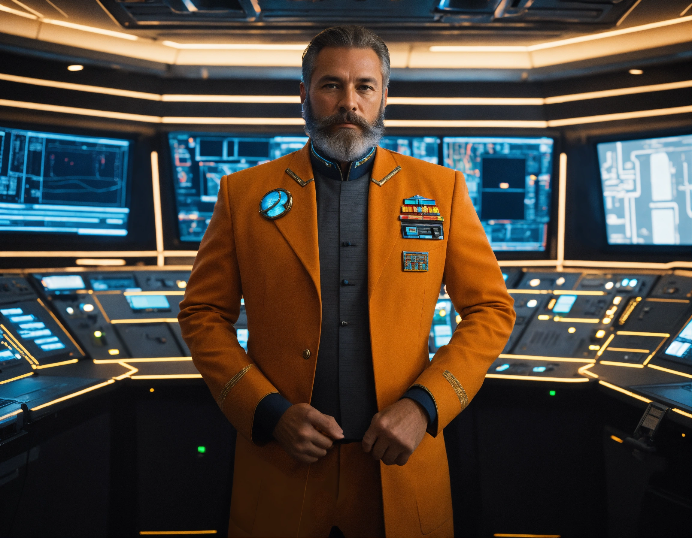 Lexica - 50 year old masculine star commander with sleek uniform and ...