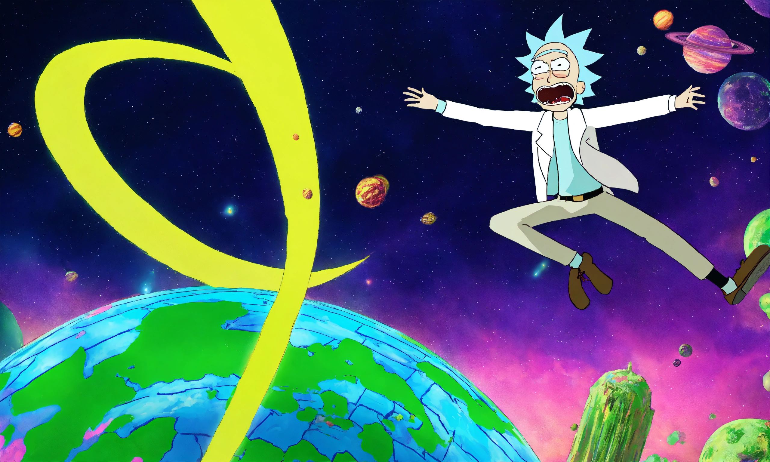 Lexica - Rick Sanchez from Rick & Morty falling in outer space, across ...