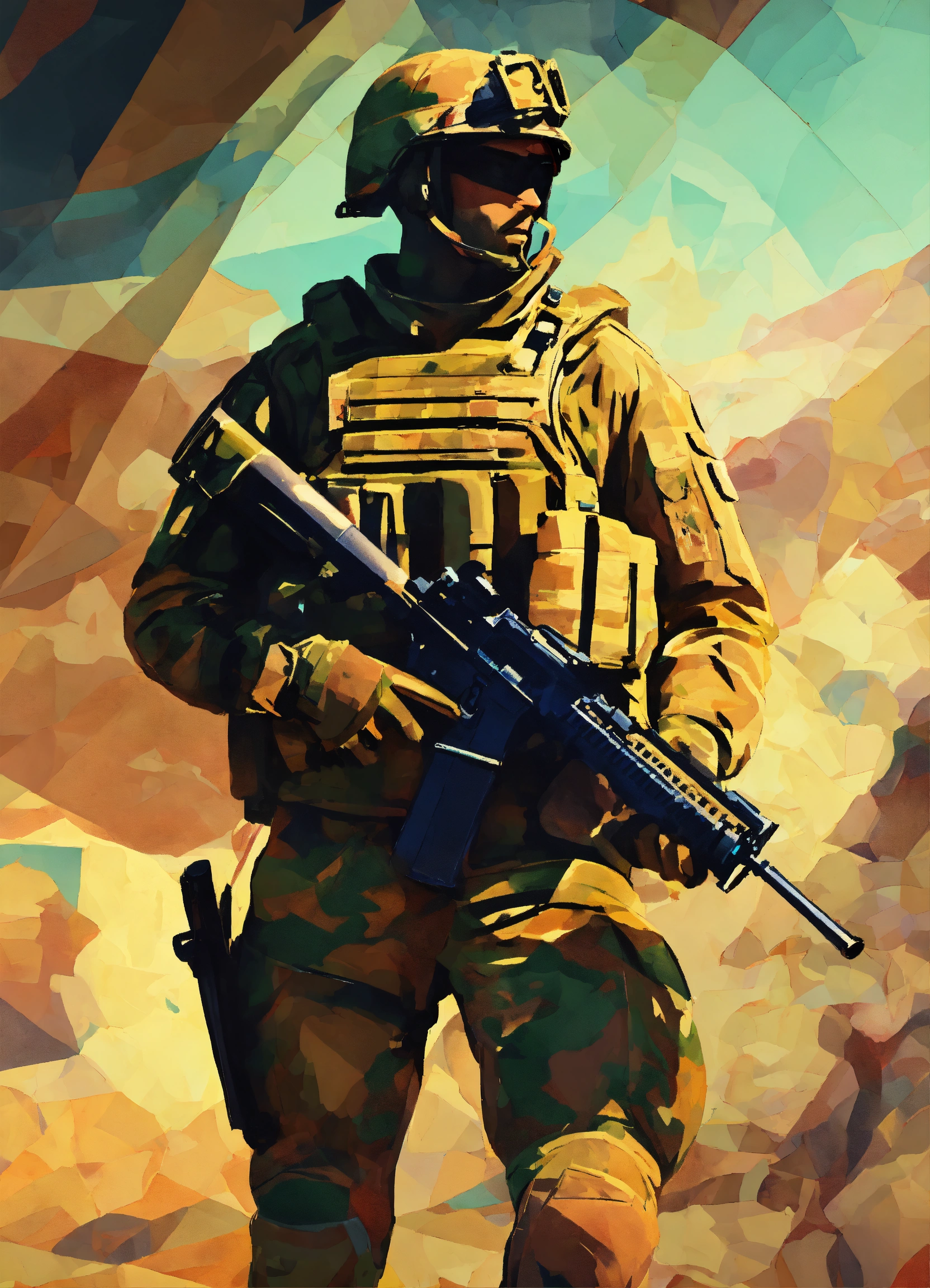 Lexica - Animated abstract art. soldier.
