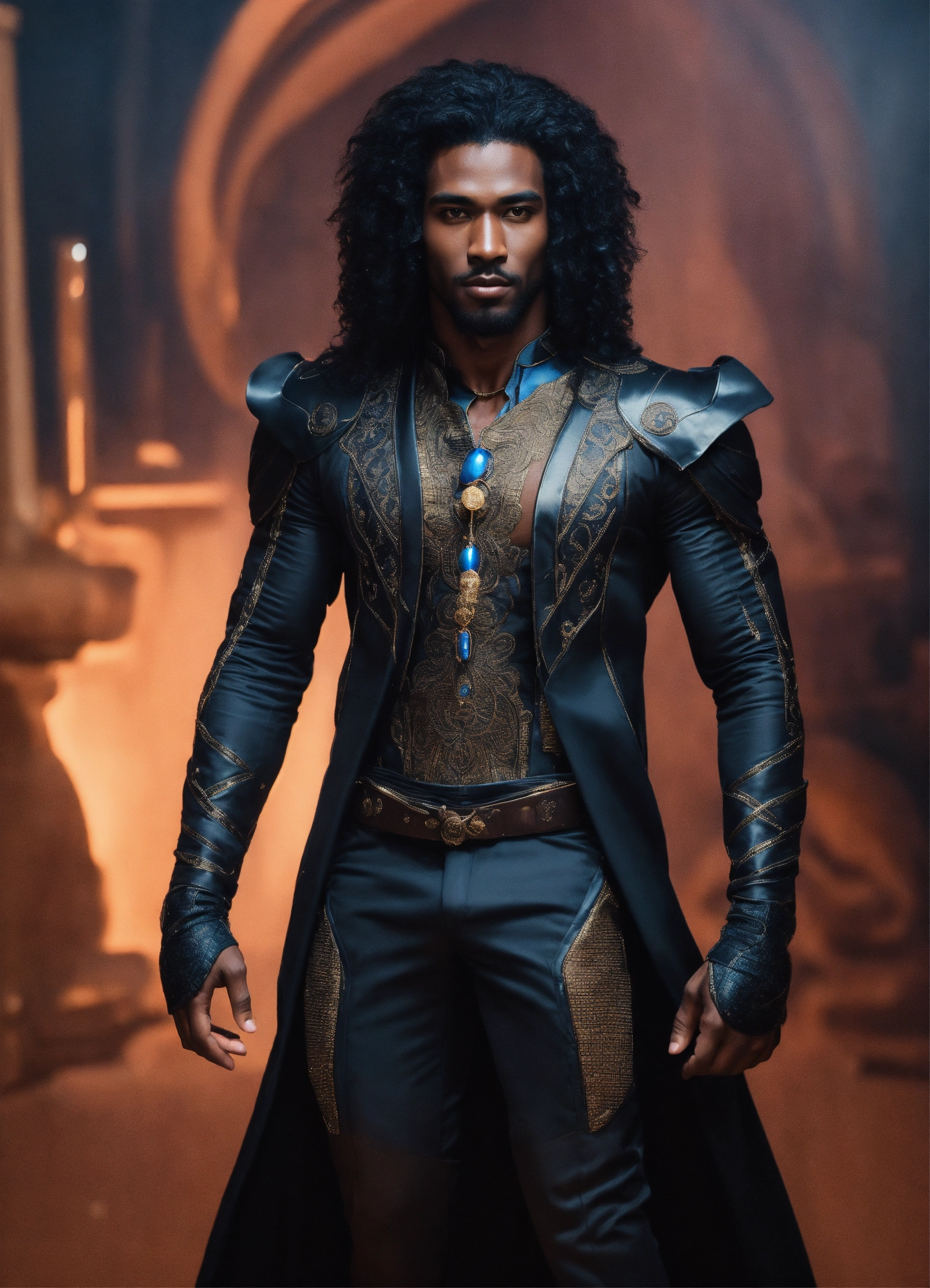 Lexica - Handsome human-looking alien male. With black skin. Arab ...