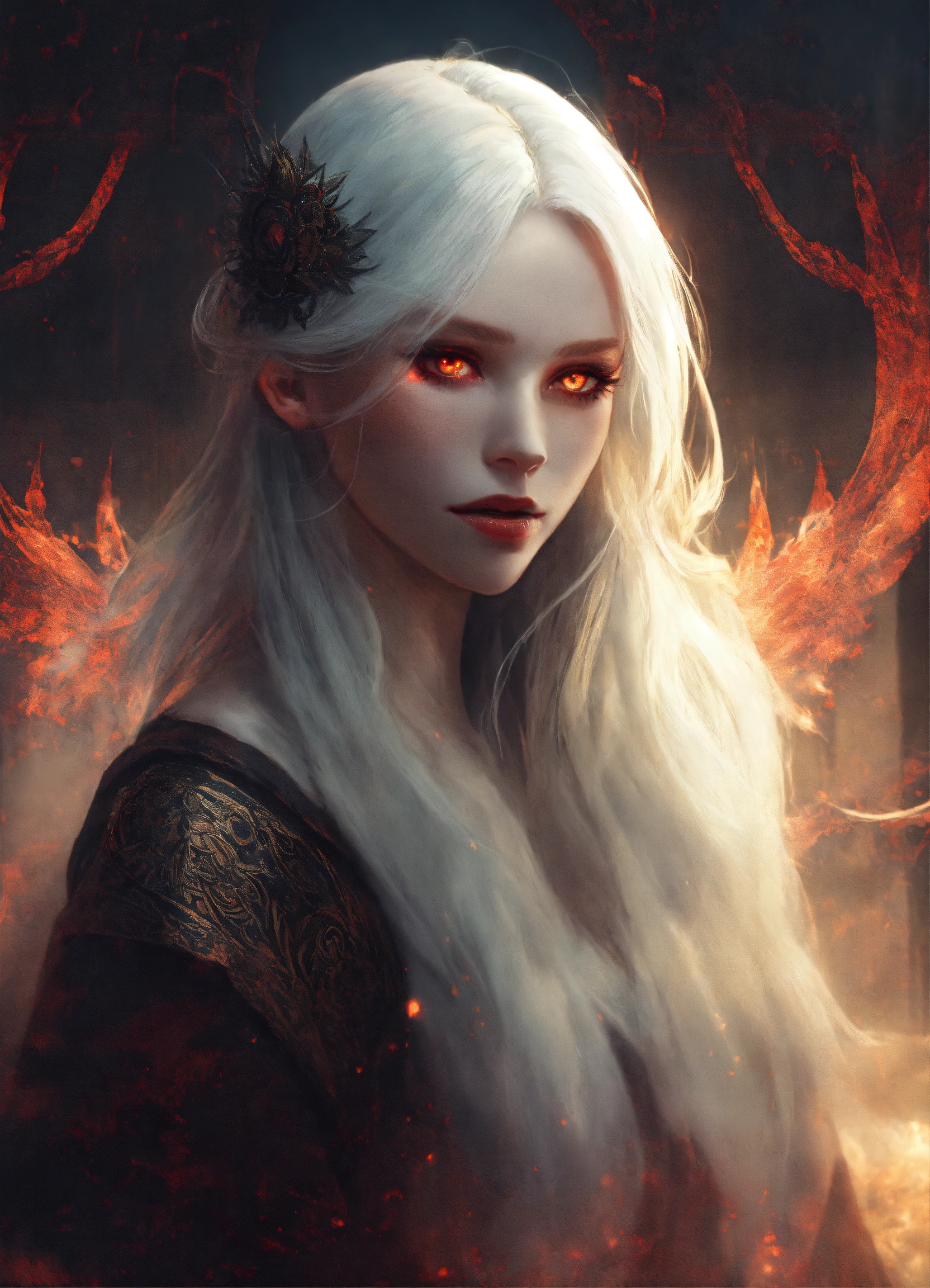 Lexica - Demonic entity woman who has white eyes and white hair