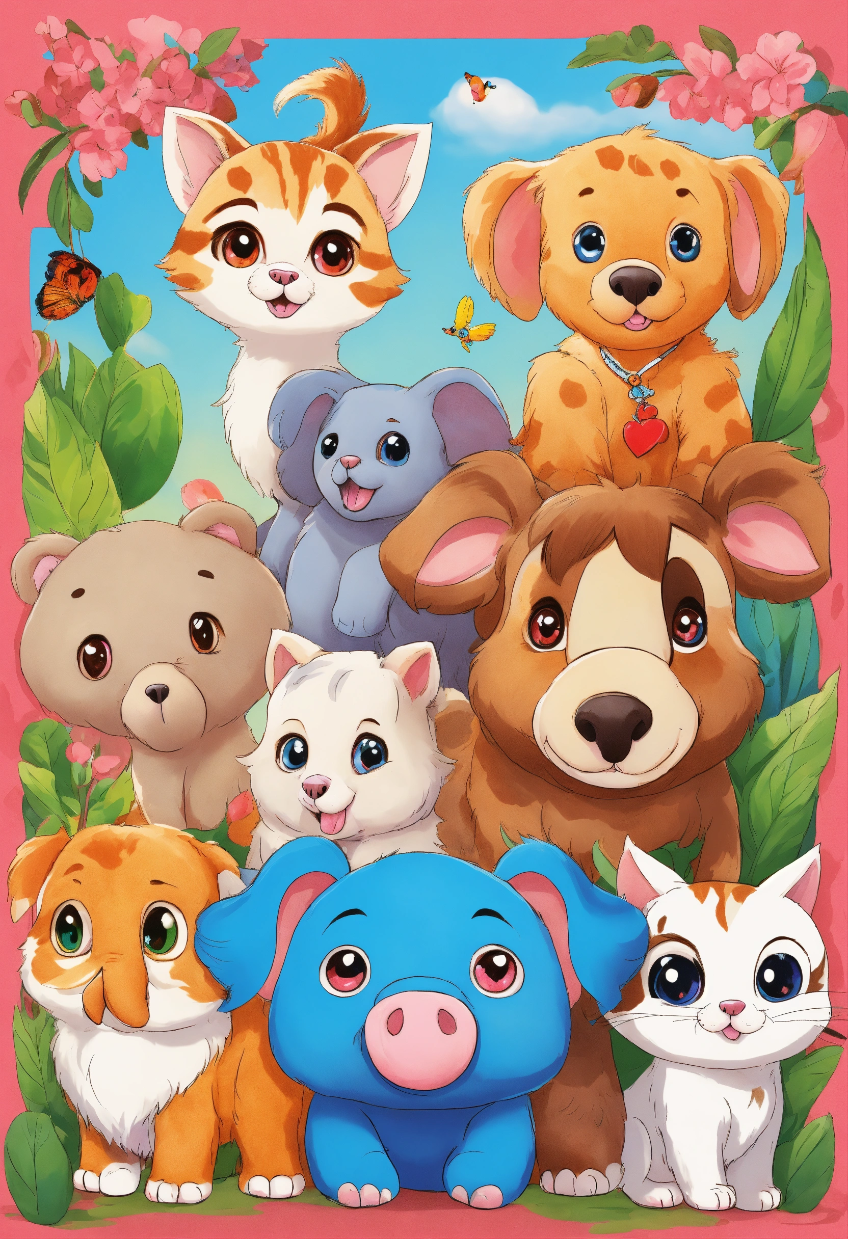 Lexica - Book cover of cute cat dog parrot horse elephant bear and many ...
