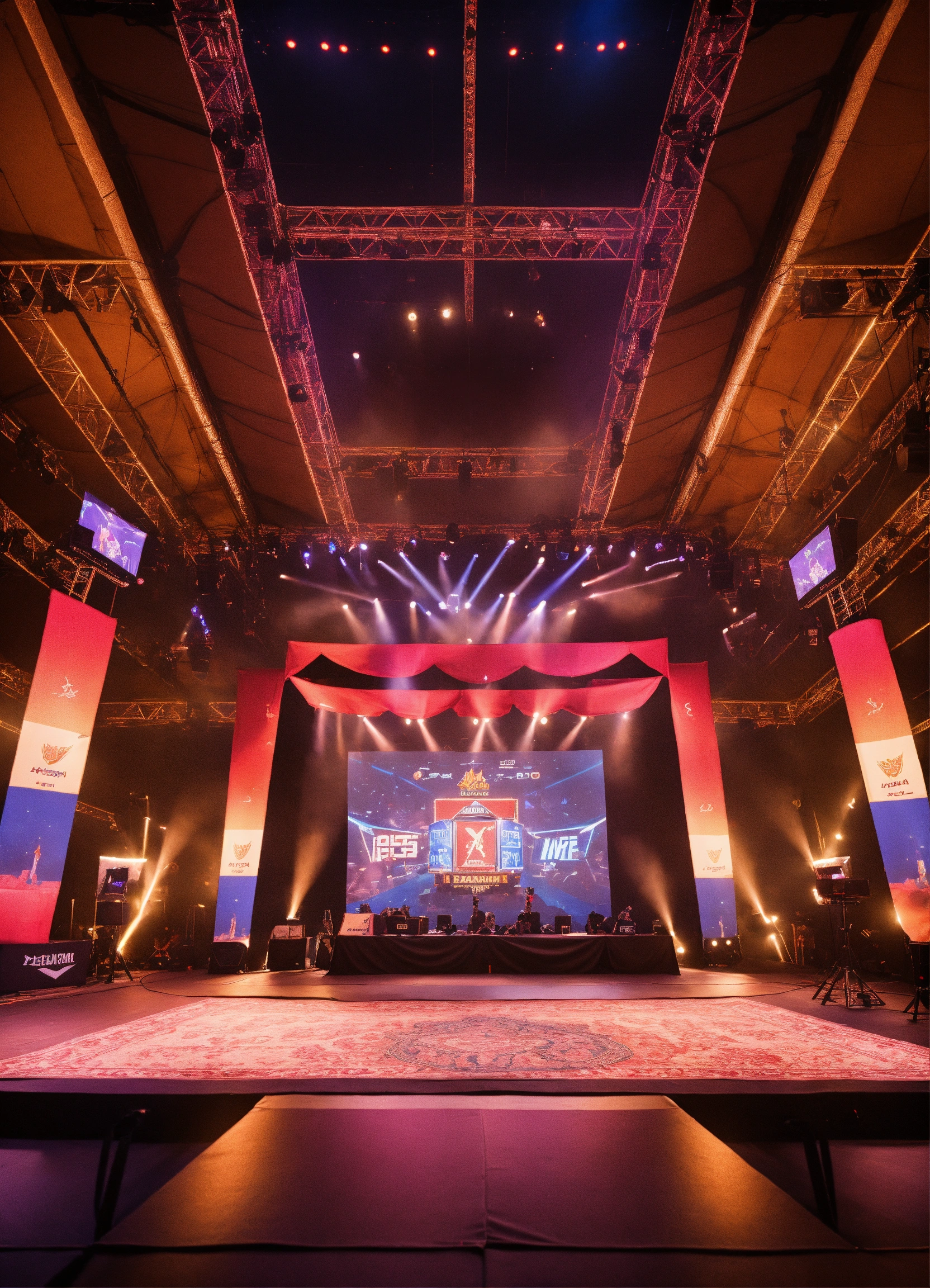 Lexica - Generate an image of a small esports venue's indoor desert ...