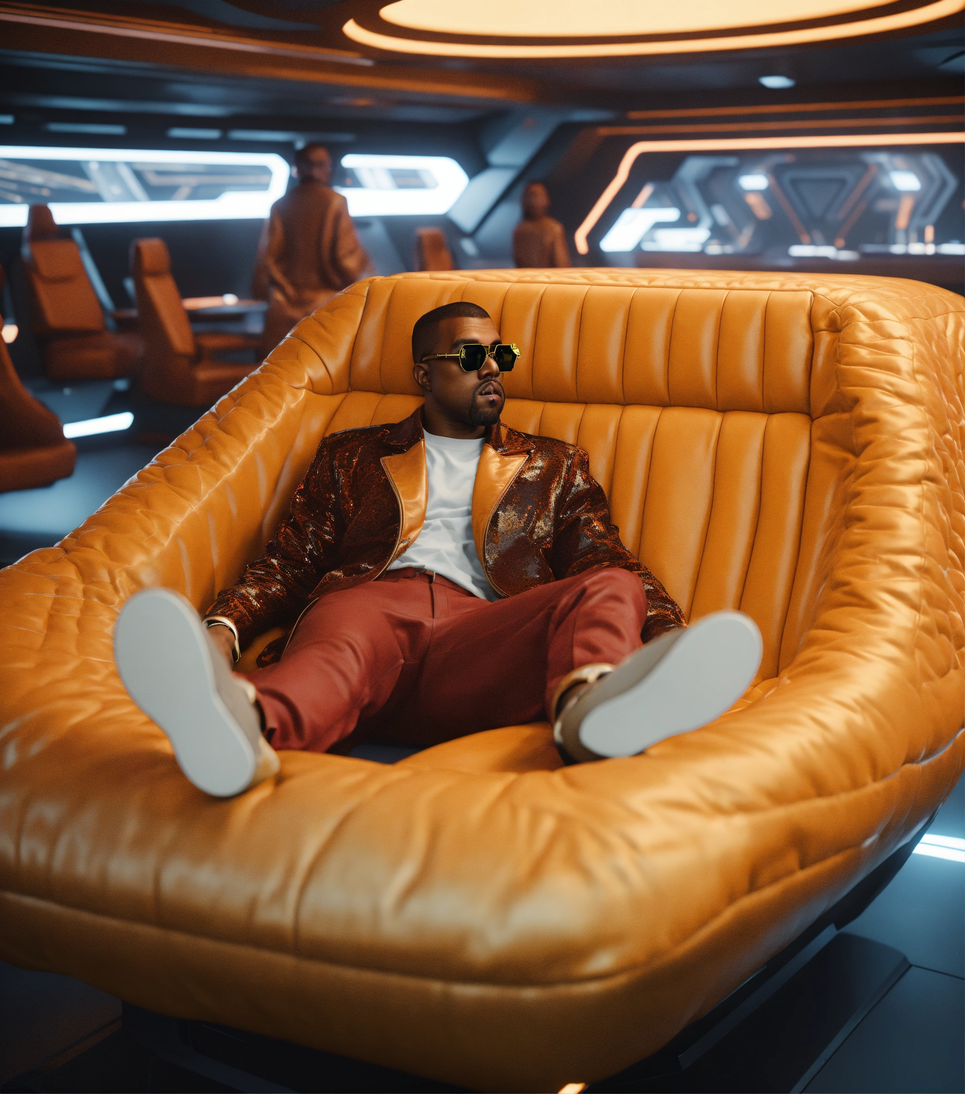 Lexica - Zoom out full body of an exotic kanye west rockstar lounging ...