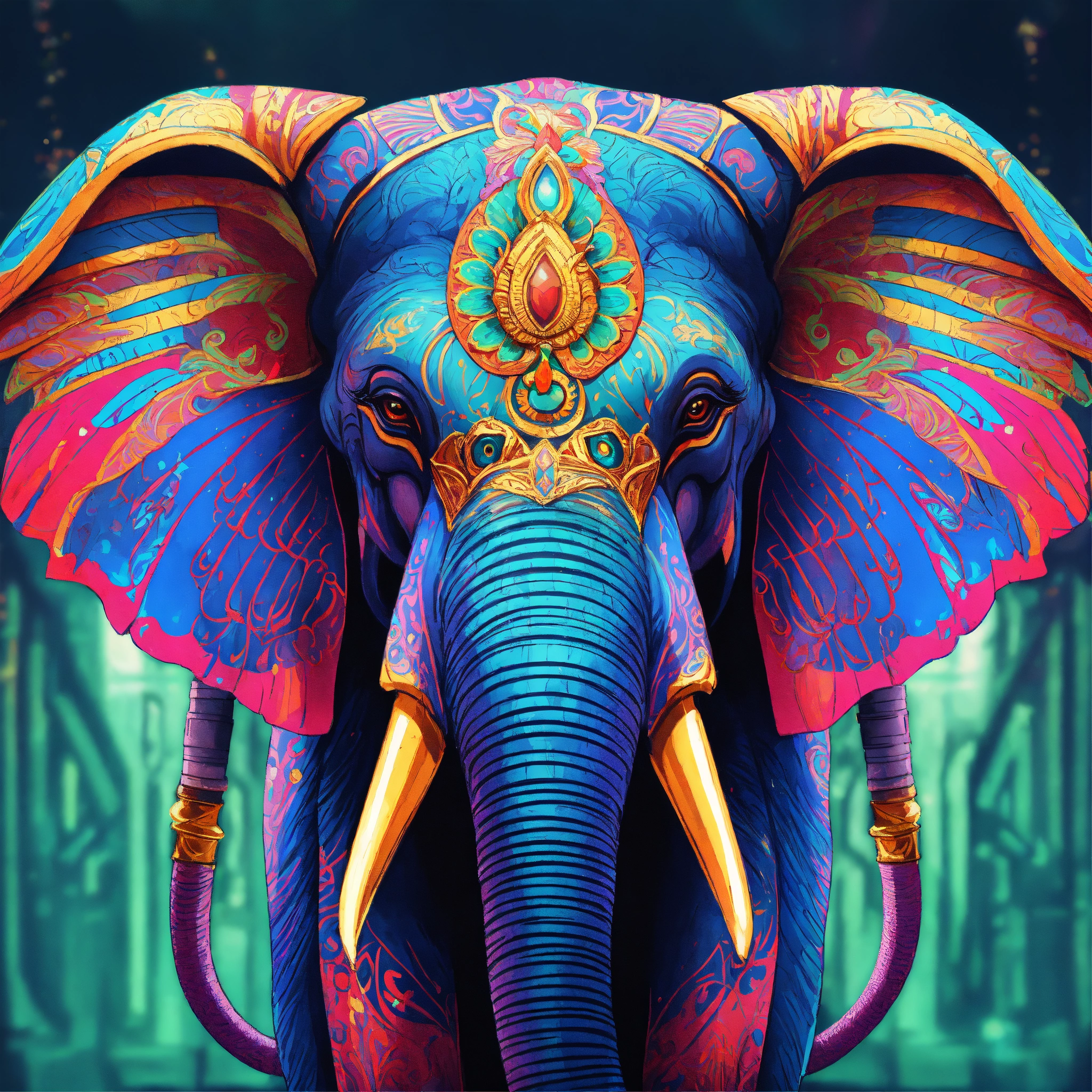 Lexica - Centered detailed portrait of a masked elephant wearing a ...