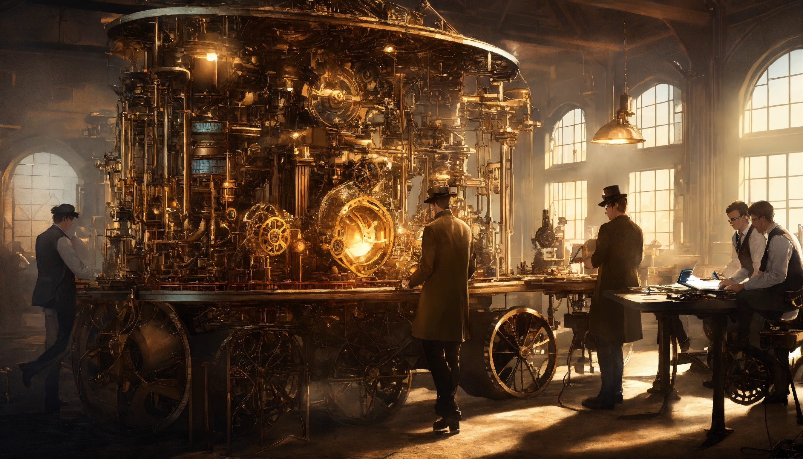 Lexica - In this steampunk-inspired picture, a team of engineers and ...