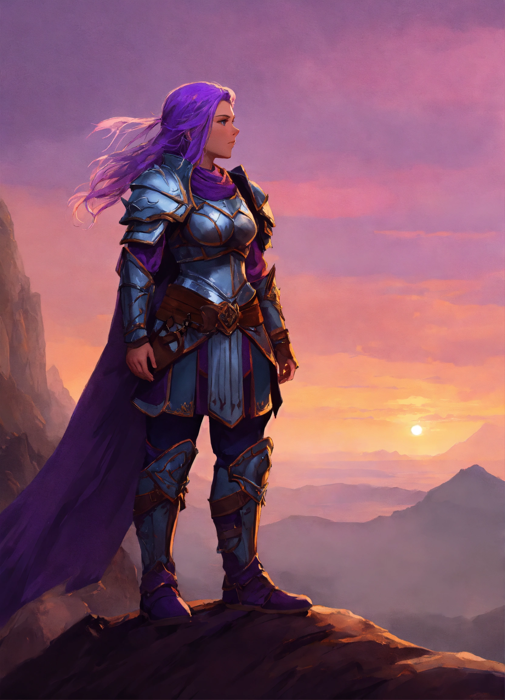 Lexica - Female sturdy Dwarf Cleric, with purple hair, wearing armor ...
