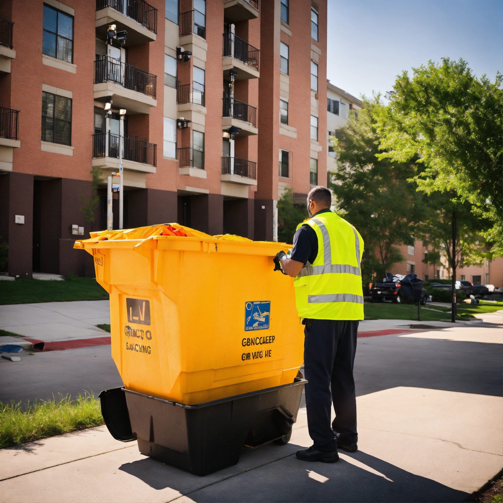 Lexica - A photo of a man in a high-visibility vest taking out the ...