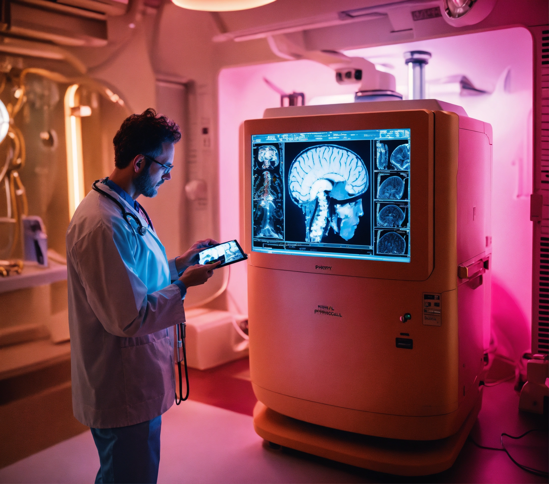 Lexica - A doctor looks at an MRI scan, He has a bionic brain instead ...