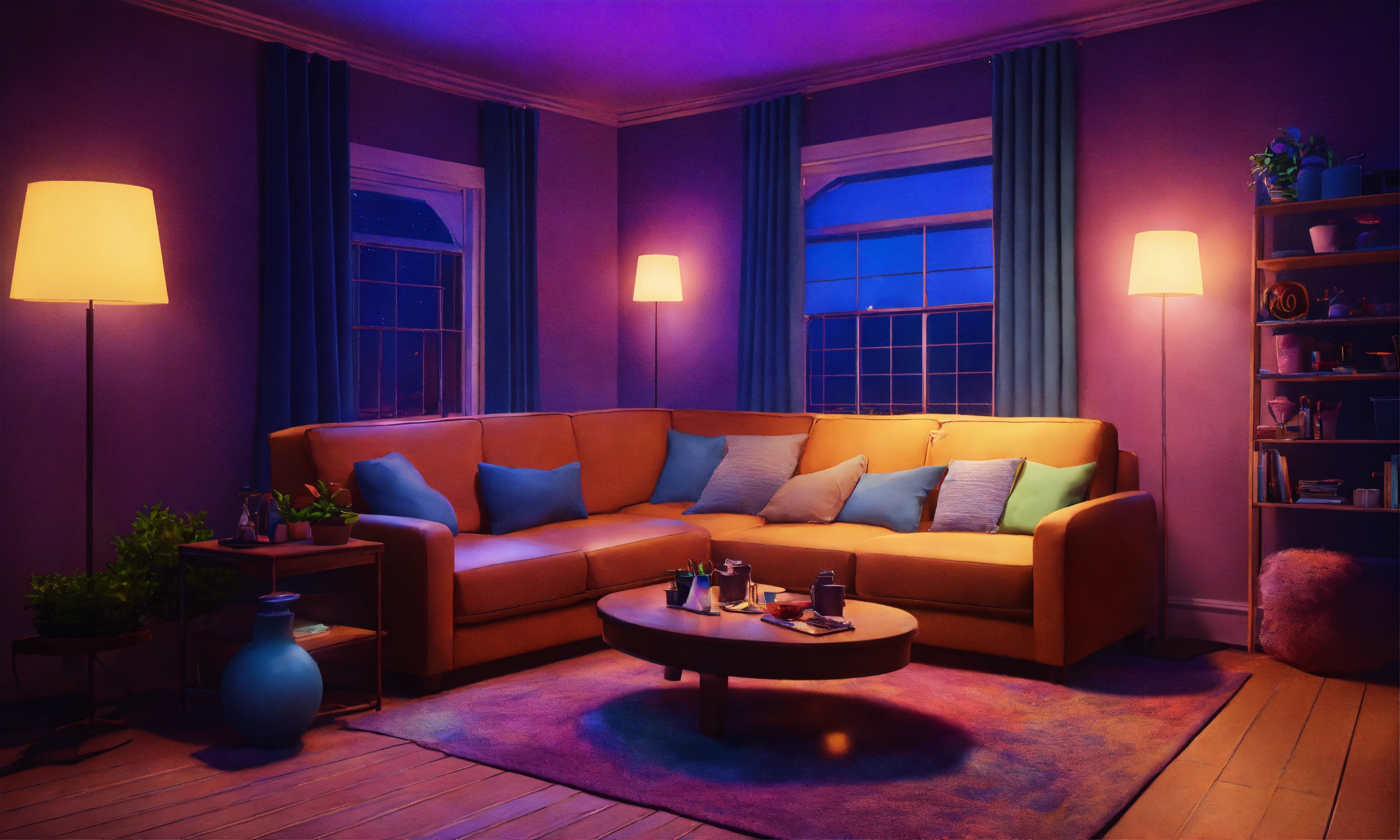 Lexica - CGI! Pixar style 80's home interior. house party. tan couch. no people. Highly detailed ...