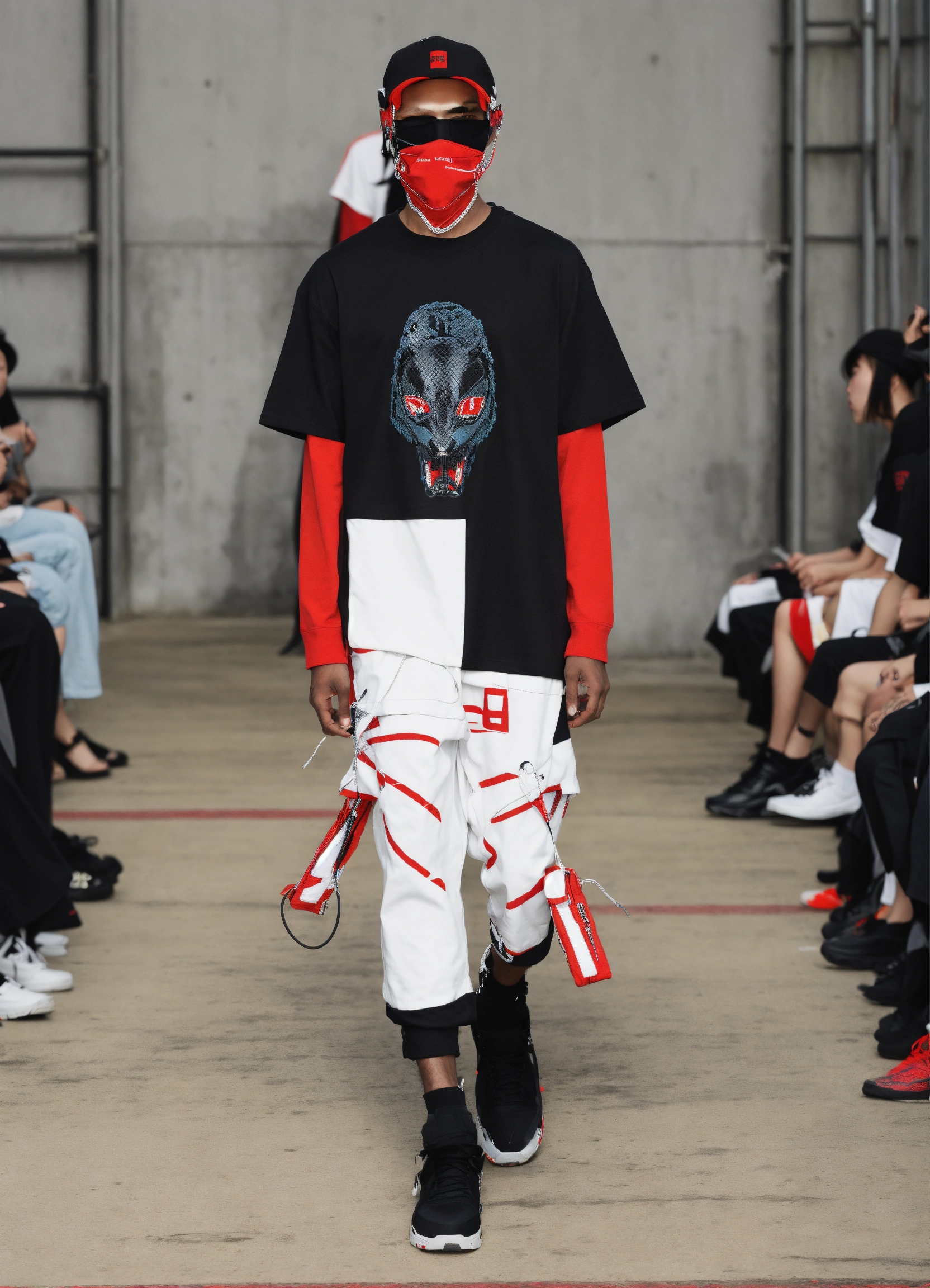 Lexica - Cybernetic snake mask runway black t-shirt with a vector ...