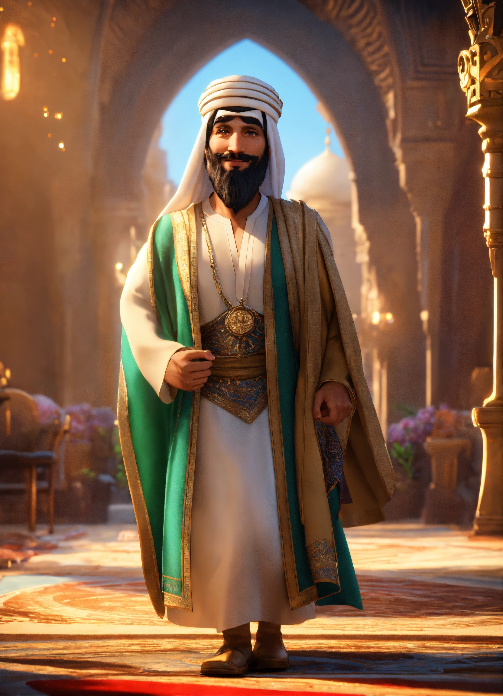 Lexica - Create a 3D rendering of a wealthy Arab male sheikh from Dubai ...