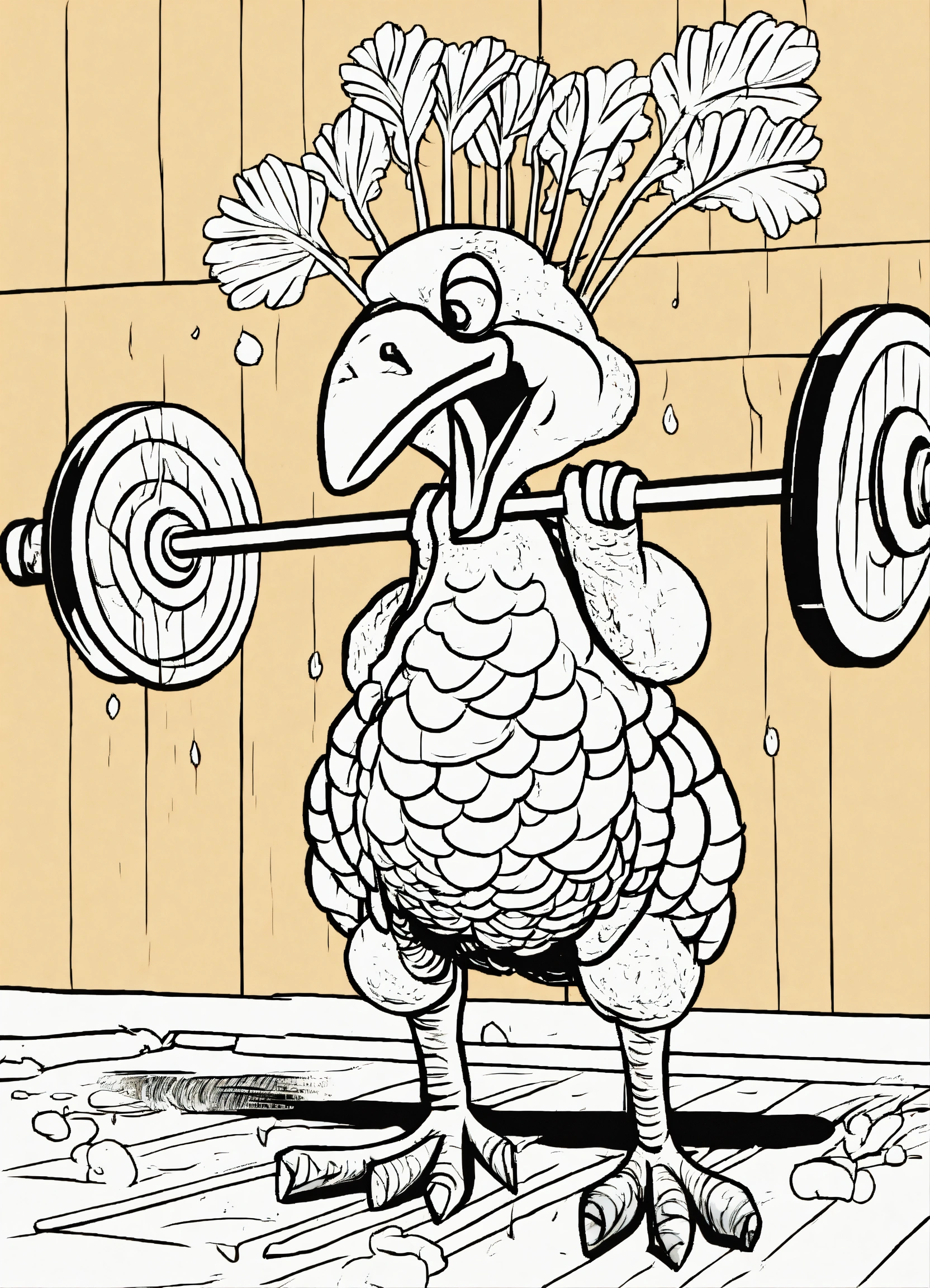 Lexica - Full body Turkey lifting weights over head and sweating ...