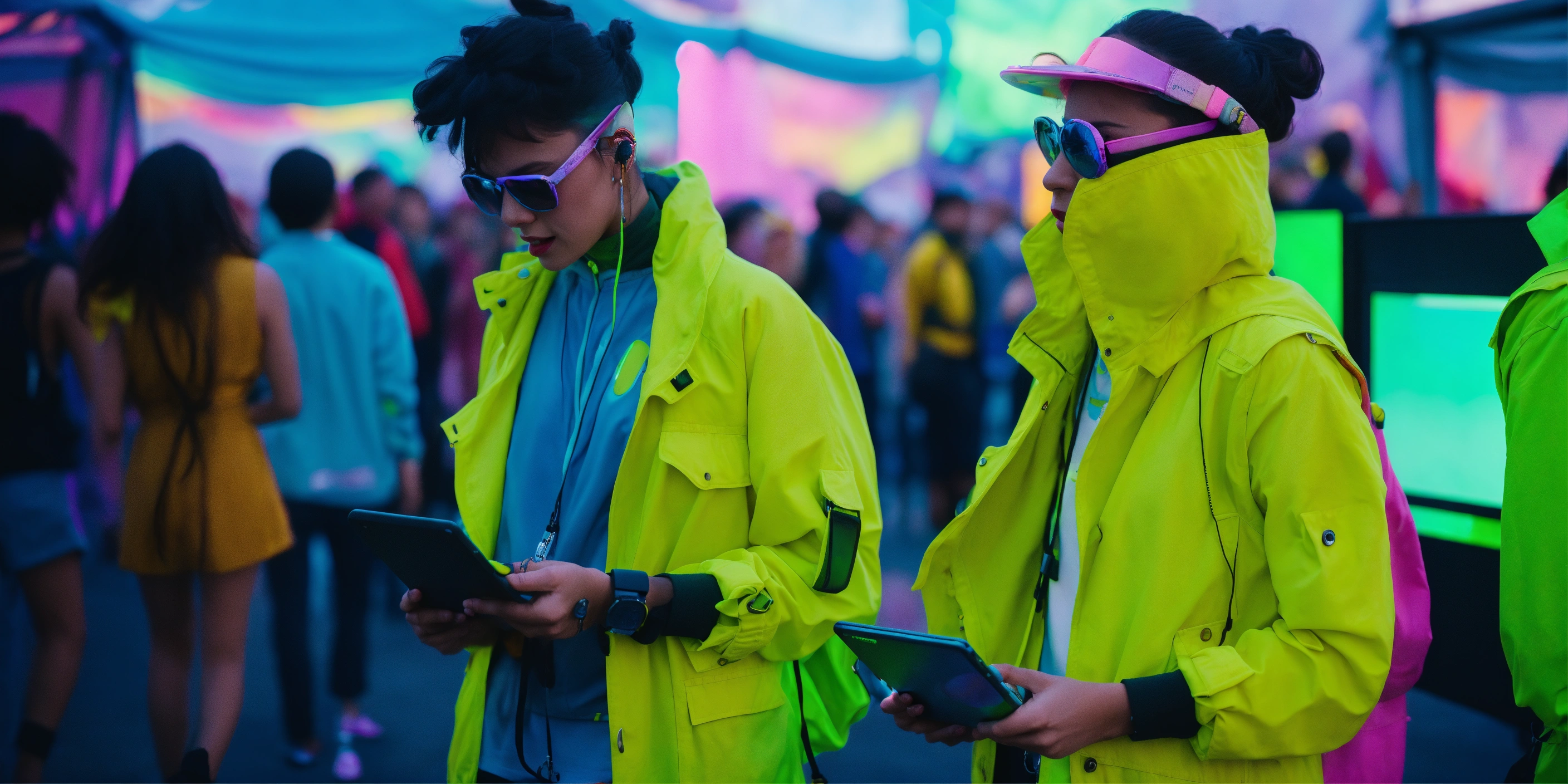 Lexica - People at technology festival using wereable fashion devices ...