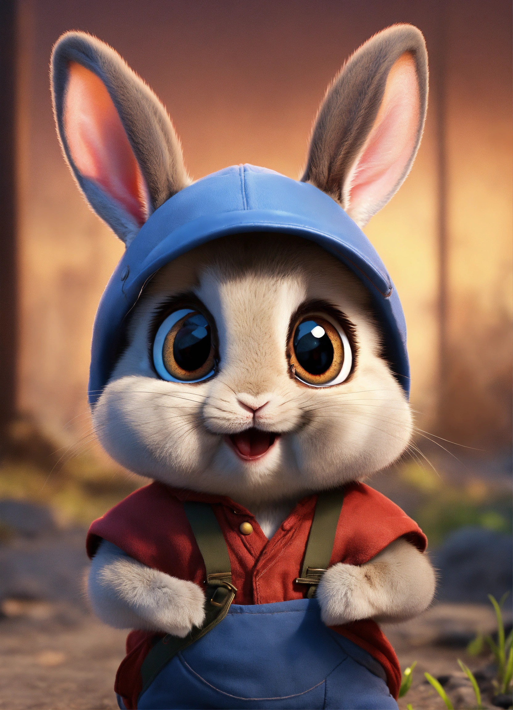 Lexica - A angry baby rabbit with big eyes, animated, cartoon, unreal.