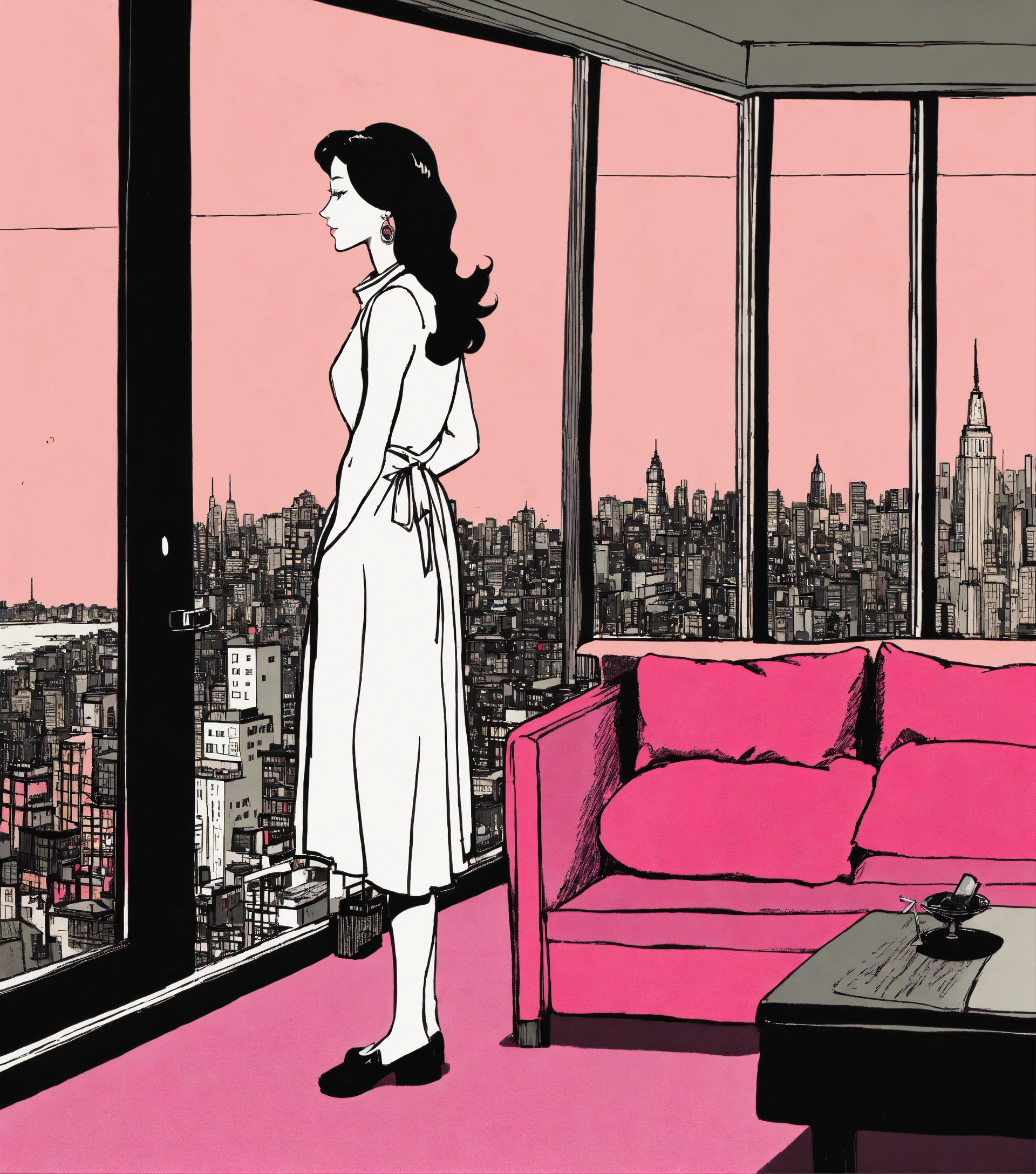 Lexica - Pen and ink, illustrated by hergé, a beautiful woman with a ...