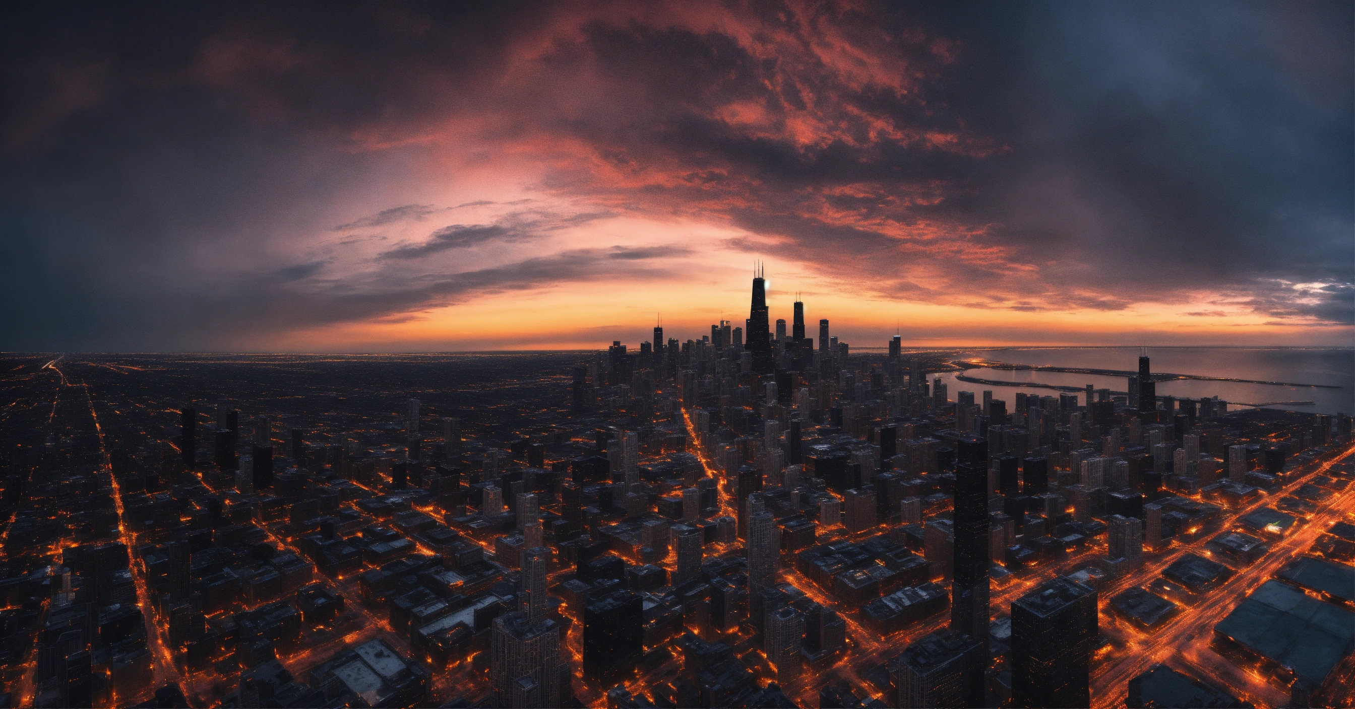 Lexica - Hyper detailed dark dystopian panoramic view of the desolate ...