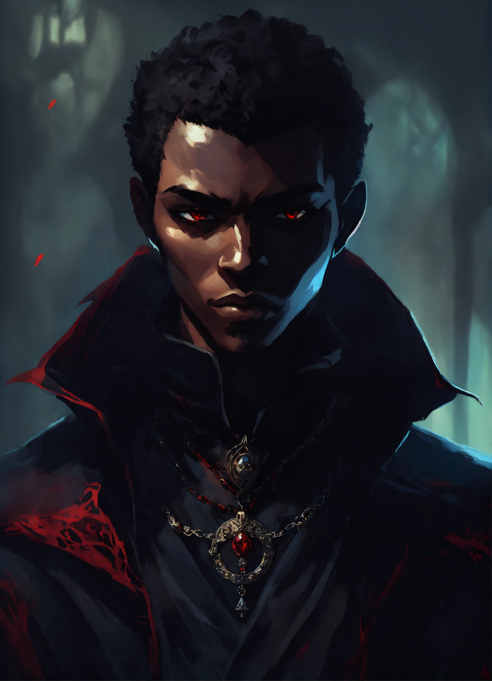 Lexica - A shadowy black vampire in digital art, anime.