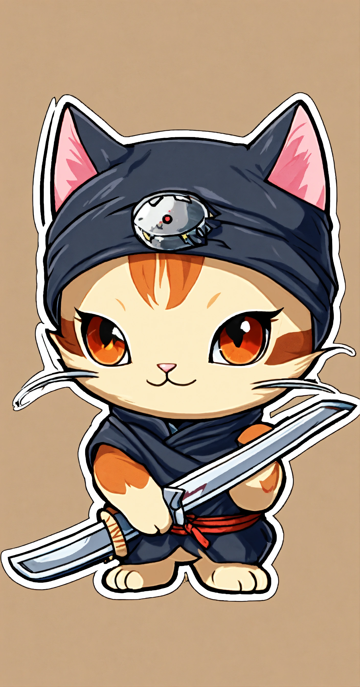 Lexica - Cute anime kitten scarred eye holding a ninja blade, high ...