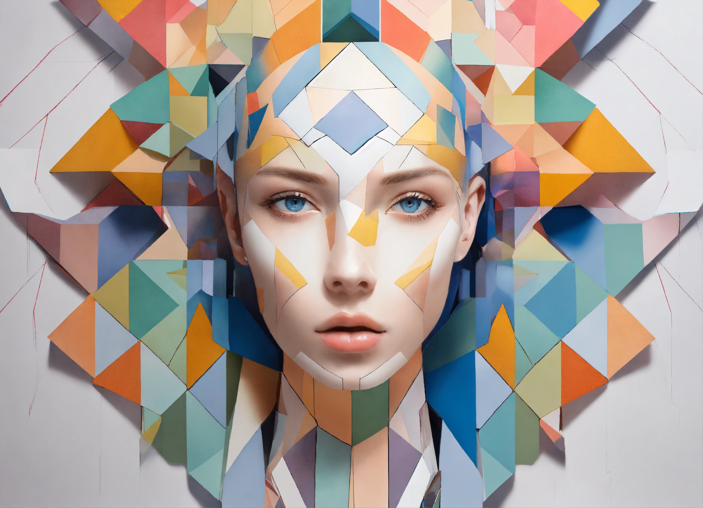 Lexica - Face of AI, abstraction from geometric figures, pastel colors ...