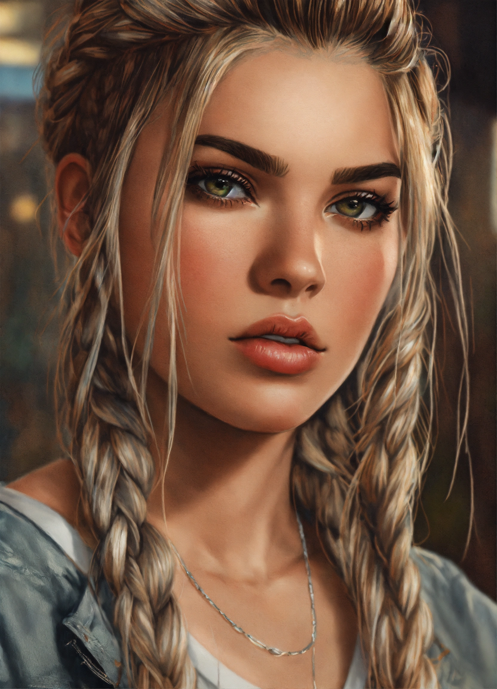 Lexica - Portrait realistic from Shania Beckett, braids grunge punk ...
