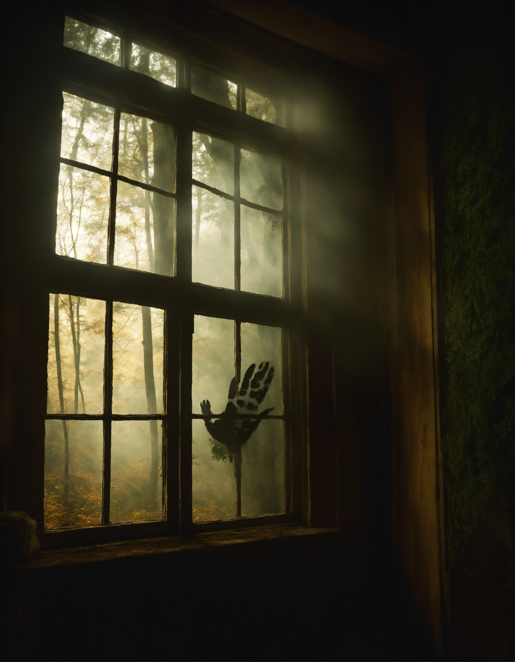 Lexica - Haunted ghost, scary, stalker, dark tones, misty forest ...