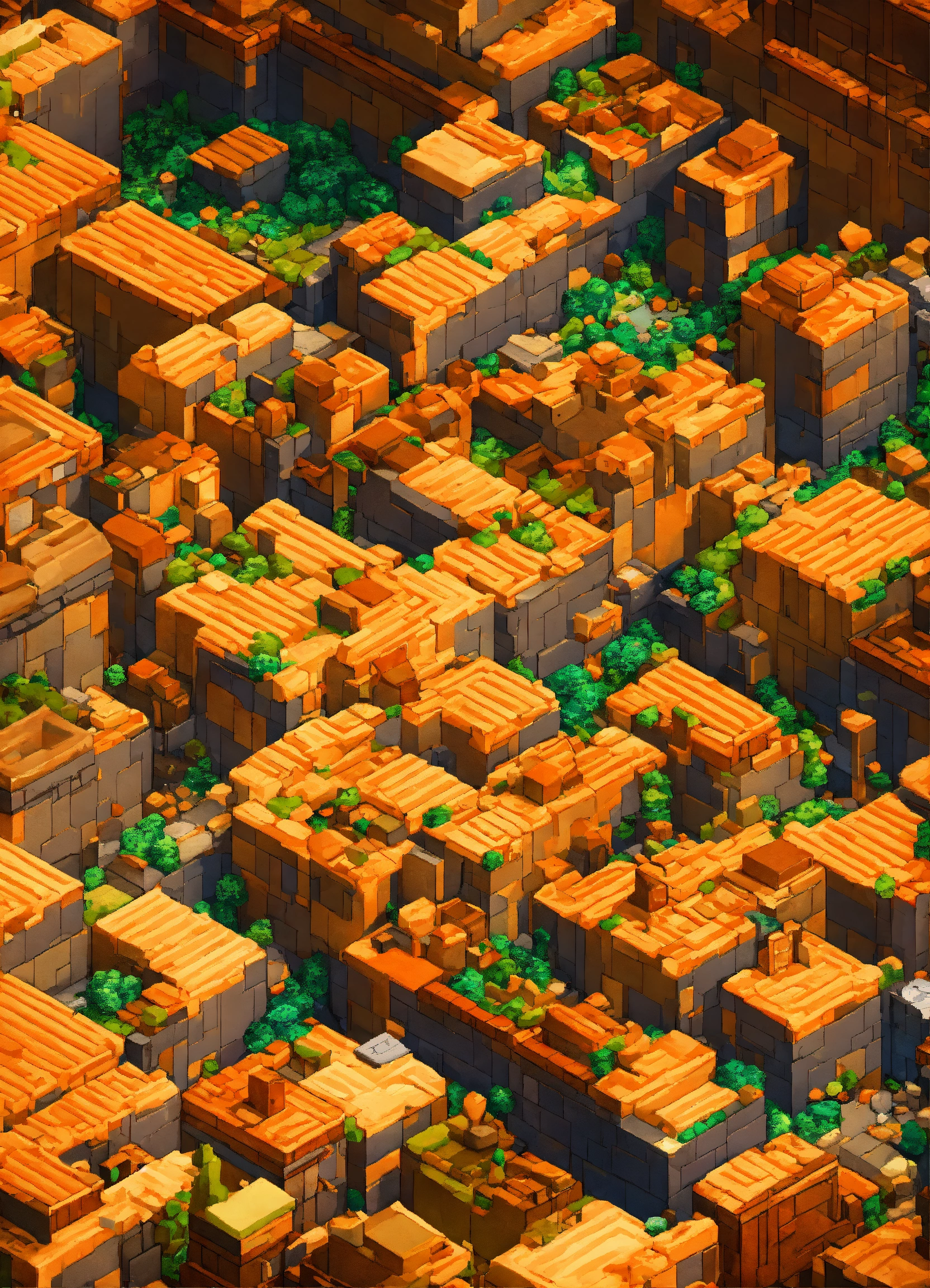 Lexica - Simple pixel city rubble from overhead