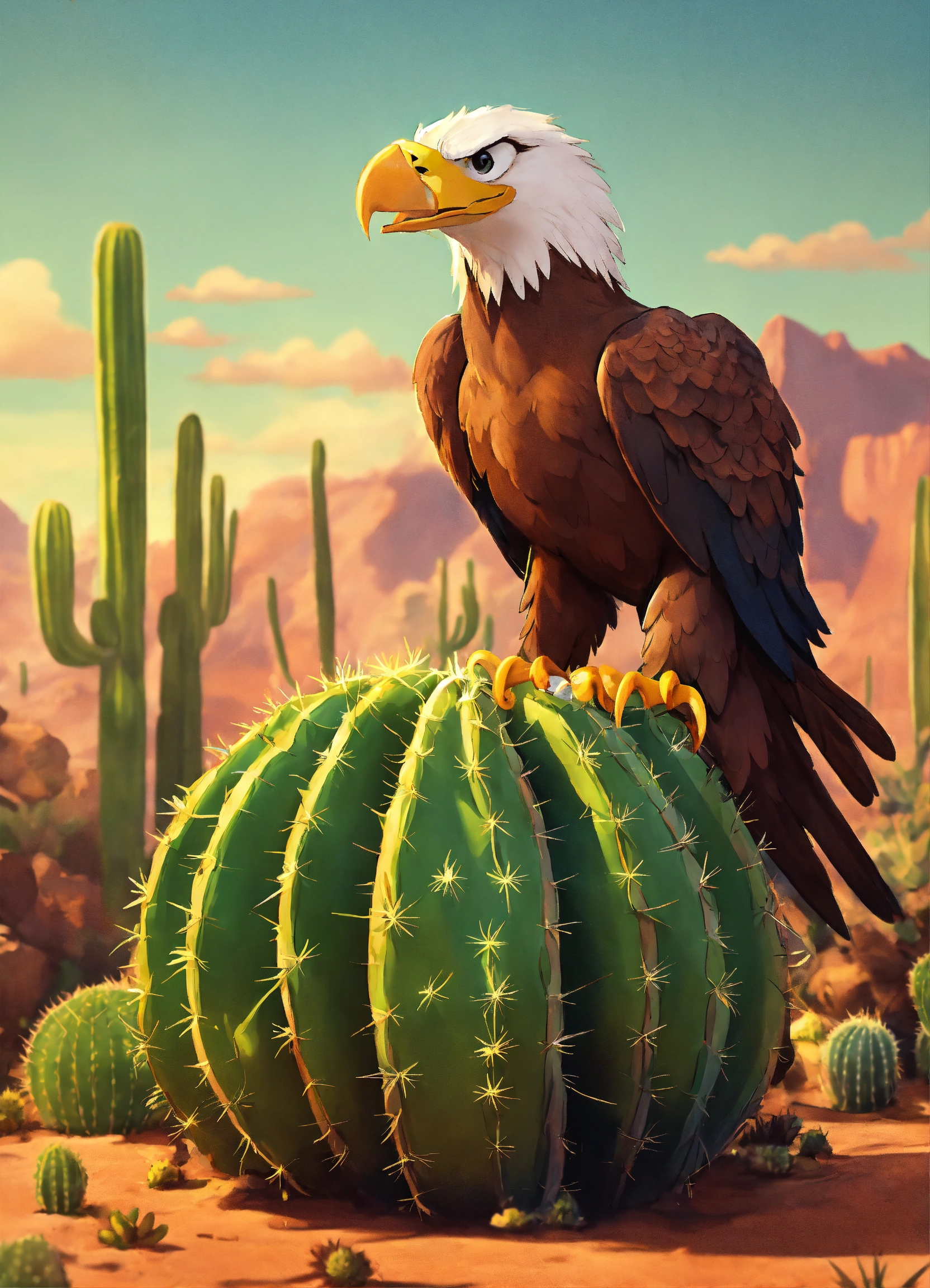 Lexica - Pixar animation of Eagle Devouring Snake on a cactus, pixar ...