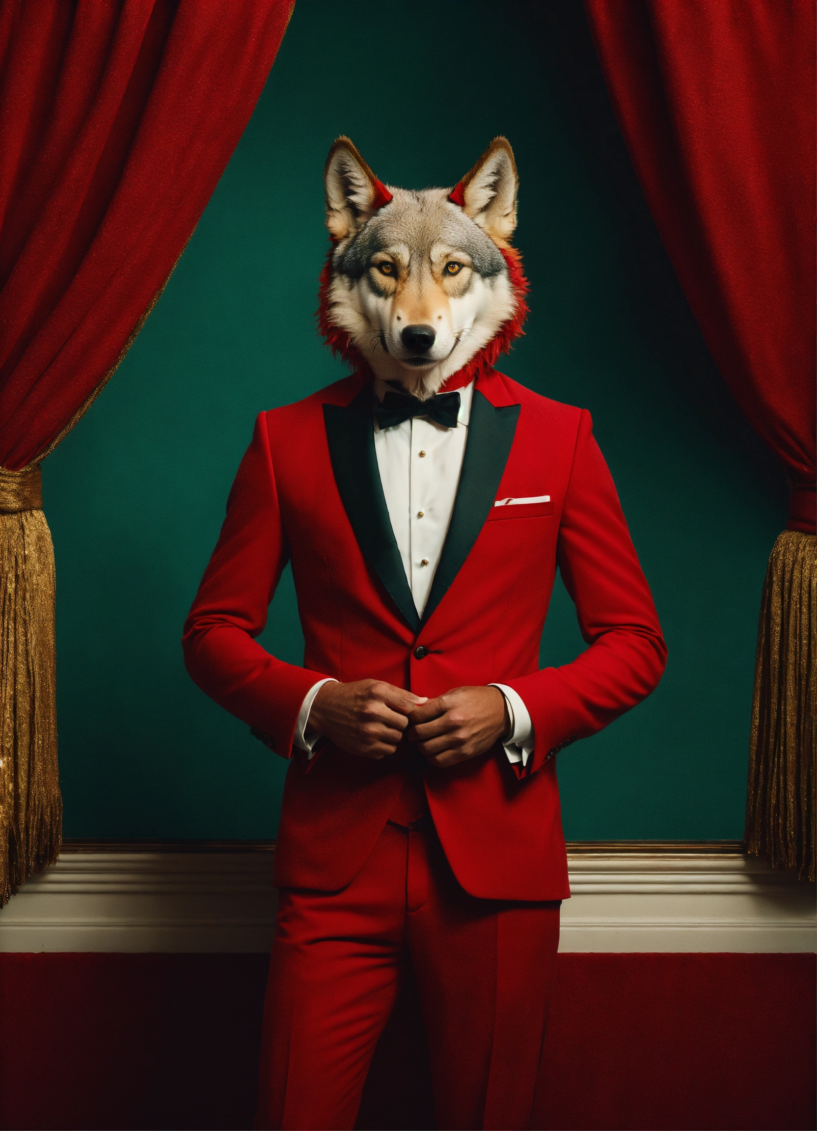 Lexica - Award - Winning Cinematic Still of wolf-Headed butler posing ...