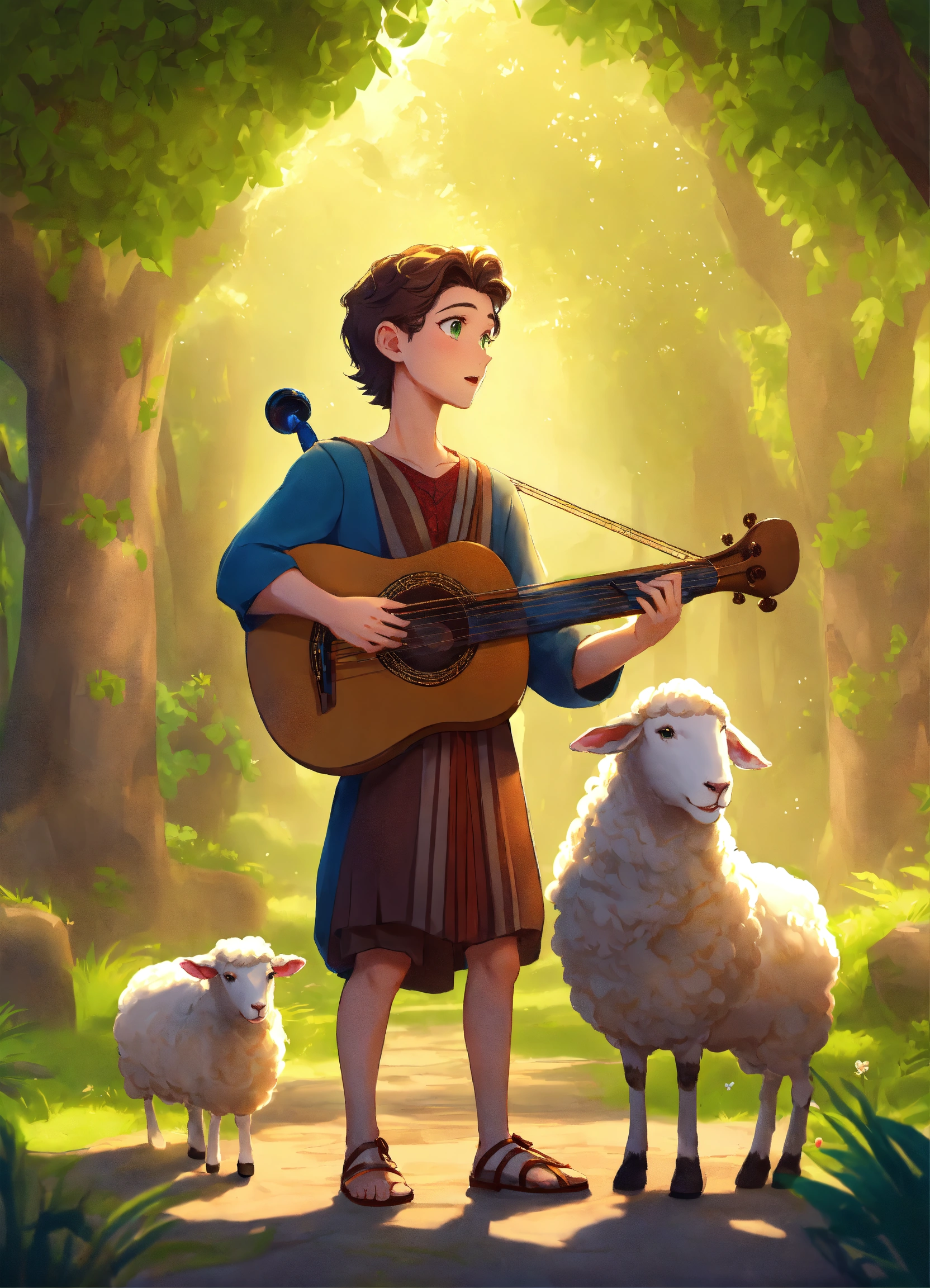 Lexica - Animation Cute boy cartoon, harp Animation , Green eyes, 15 ...